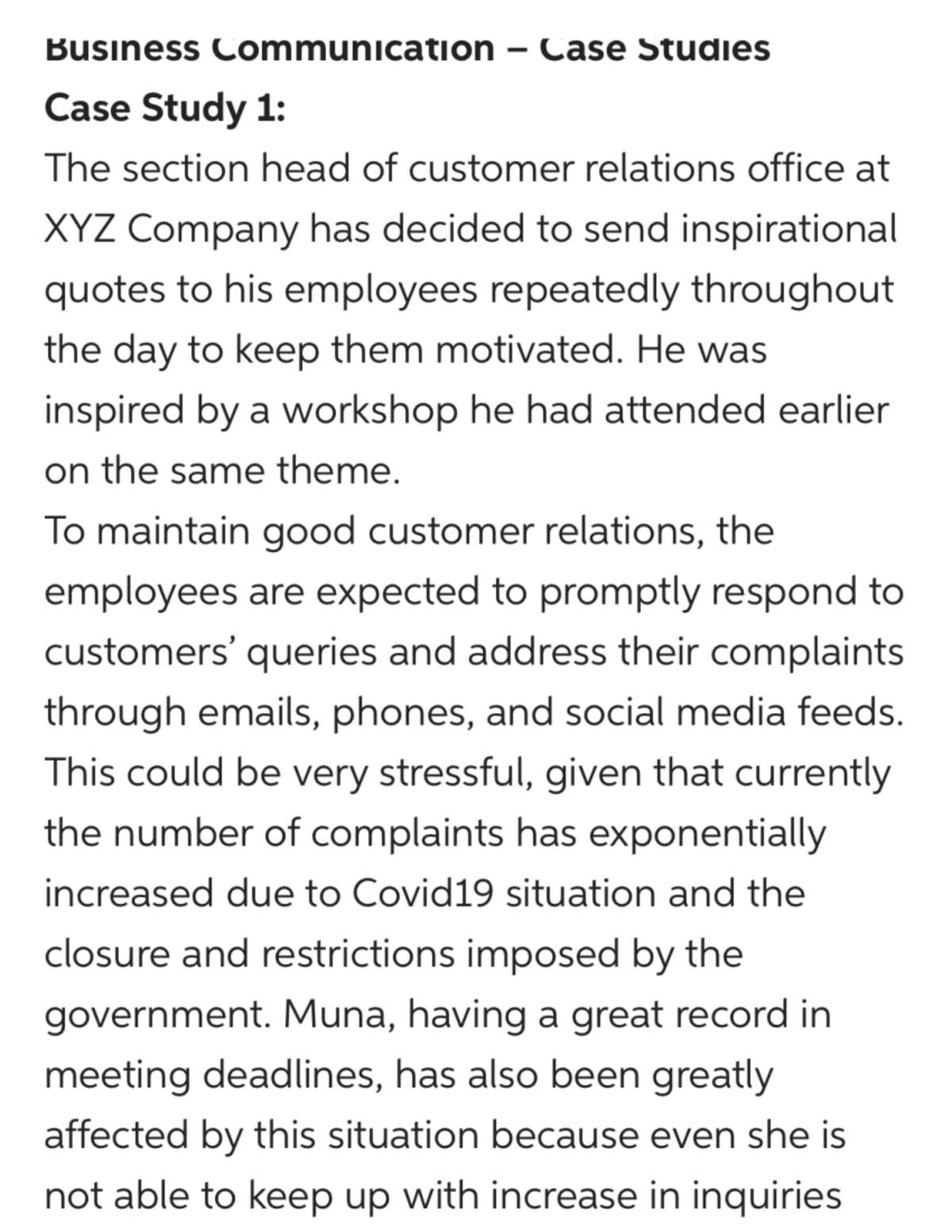 Business Communication case study MBA 2023-2024 - Business ...