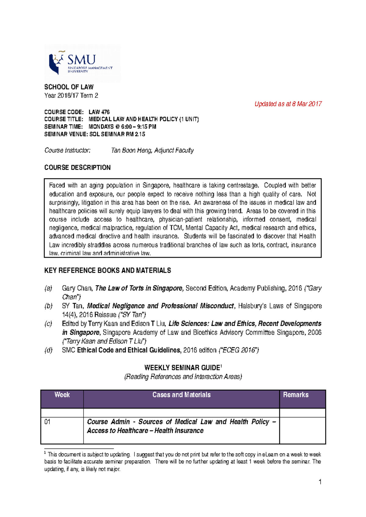 Weekly+Seminar+Guide - SCHOOL OF LAW Year 2016/17 Term 2 Updated as at ...