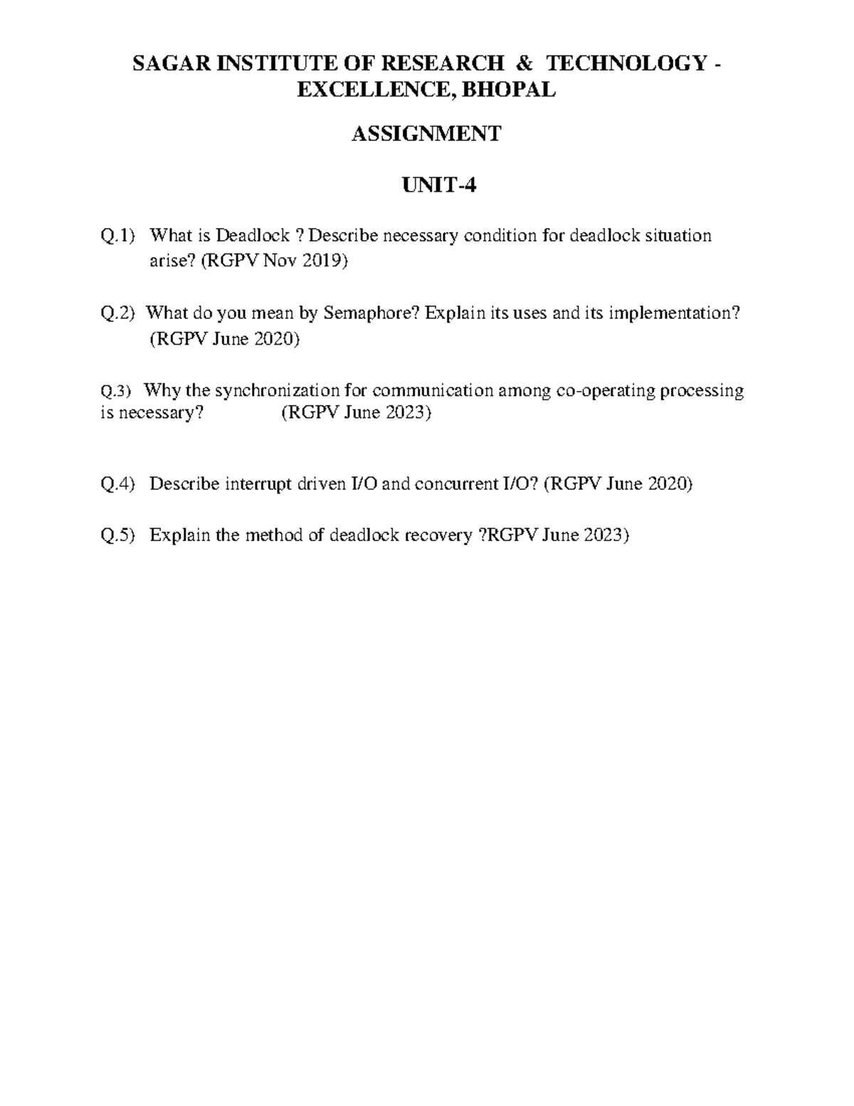 Unit4 - awdew - SAGAR INSTITUTE OF RESEARCH & TECHNOLOGY - EXCELLENCE, BHOPAL ASSIGNMENT UNIT- 4 ...