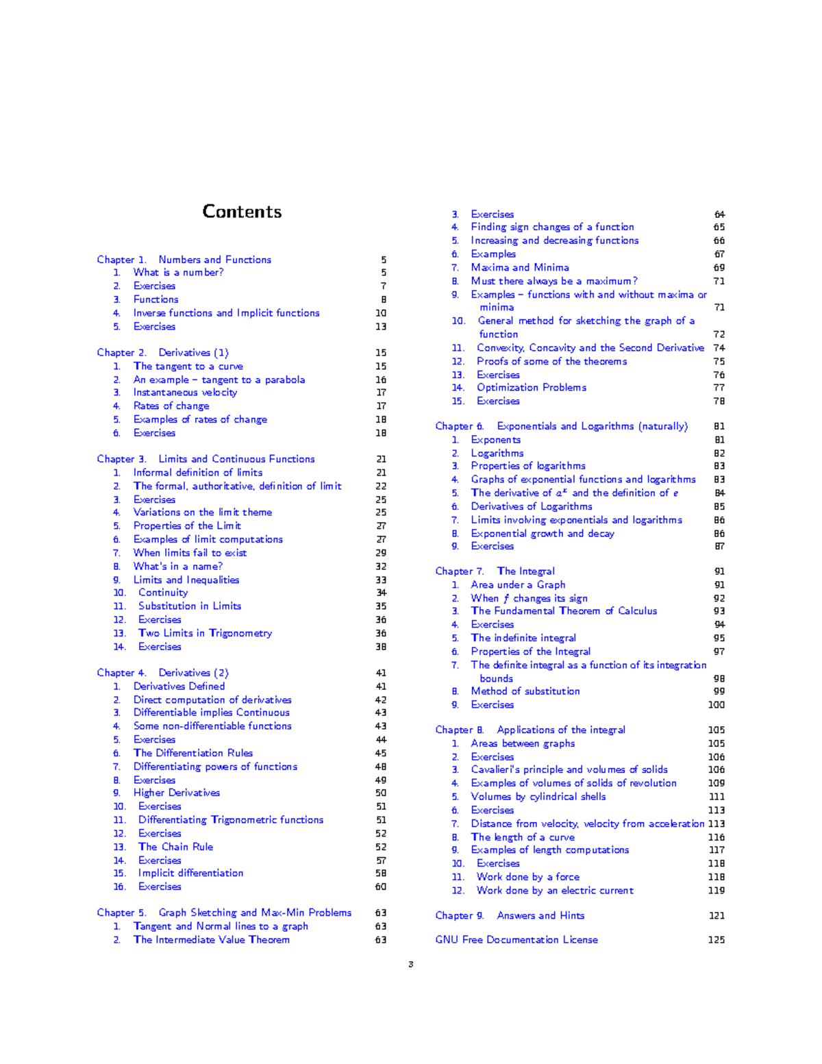 Calculus notes for students - Contents Chapter 1. Numbers and Functions ...