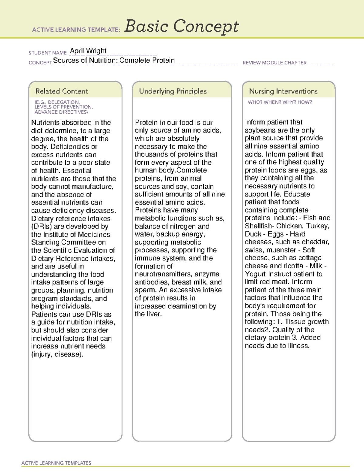 Basic Concept Nutrition - NTR2050 - ACTIVE LEARNING TEMPLATES Basic ...