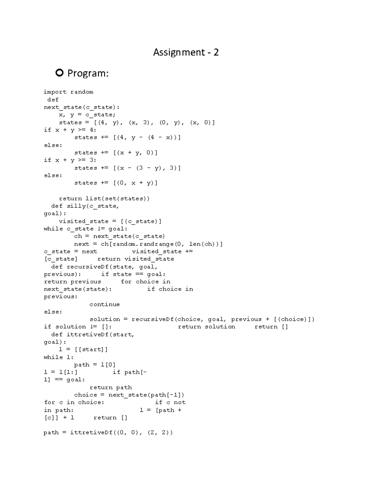 Ass-2 - Prolog programming and artificial intellegence - Assignment - 2 Program: import random ...