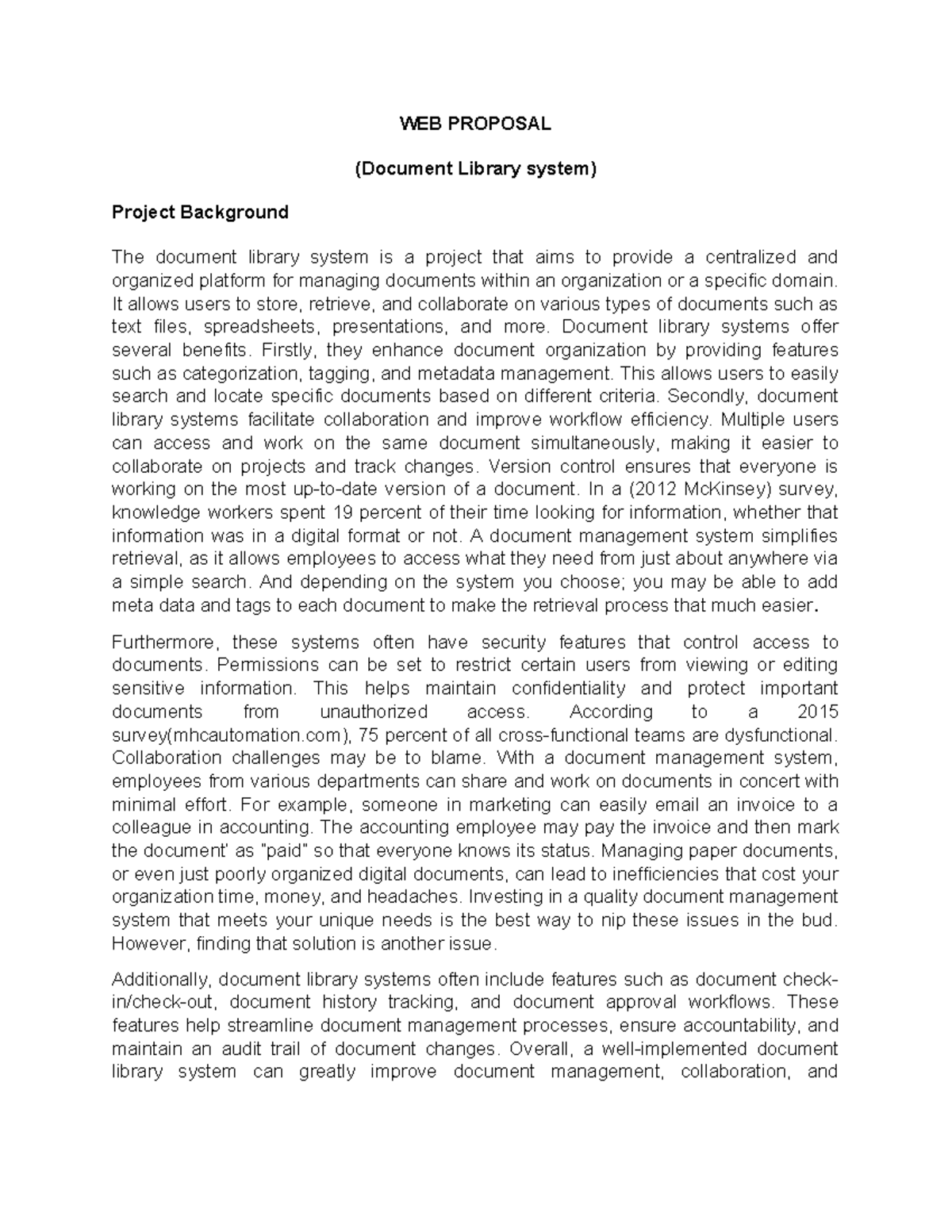 Backgroud - Backgound of the study of a system, unfinished - WEB PROPOSAL (Document Library ...