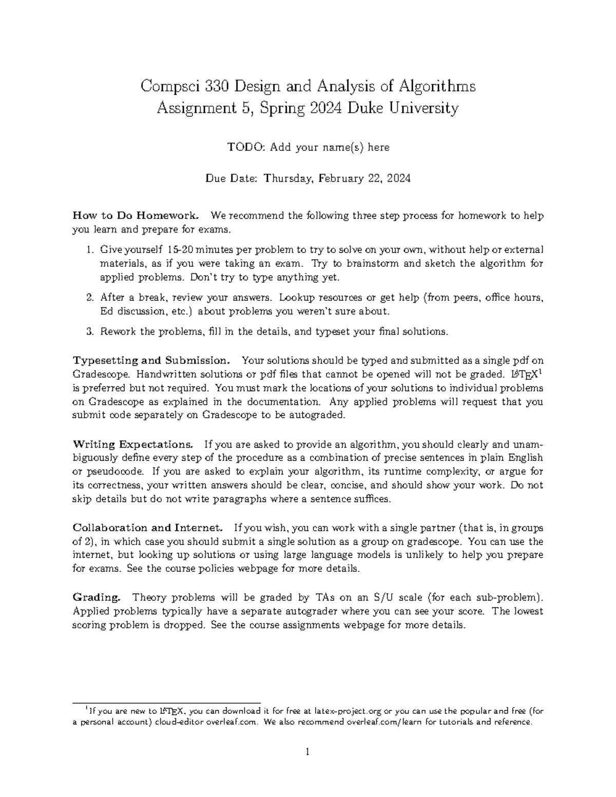 HW5 Handout - Compsci 330 Design and Analysis of Algorithms Assignment ... HW5 Handout - Compsci 330 Design and Analysis of Algorithms Assignment ...