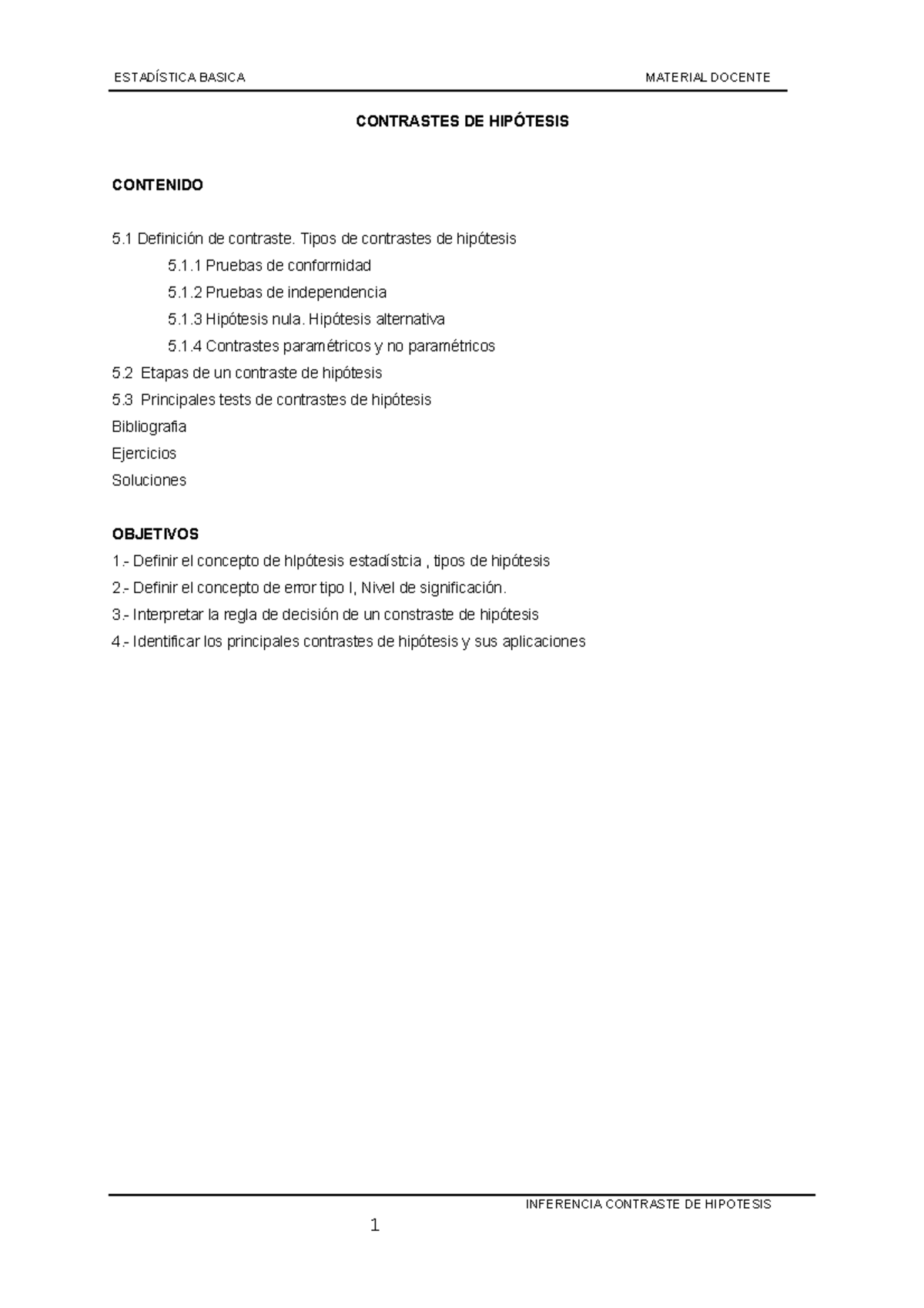 Contraste - CONTRASTES DE HIPÓTESIS CONTENIDO 5 Definición de contraste ...