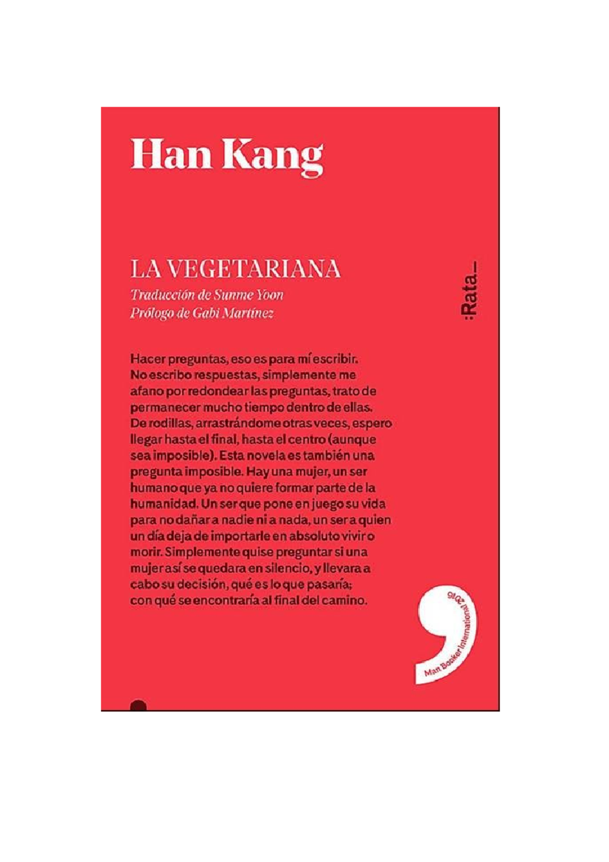 LA Vegetariana HAN KANG - LA VEGETARIANA HAN KANG Traducción del ...