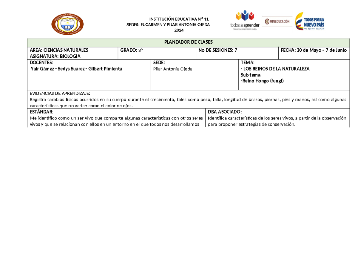 Nat sem 7 2 P 2024 - copia - Preparación del Reino de los Hongos ...