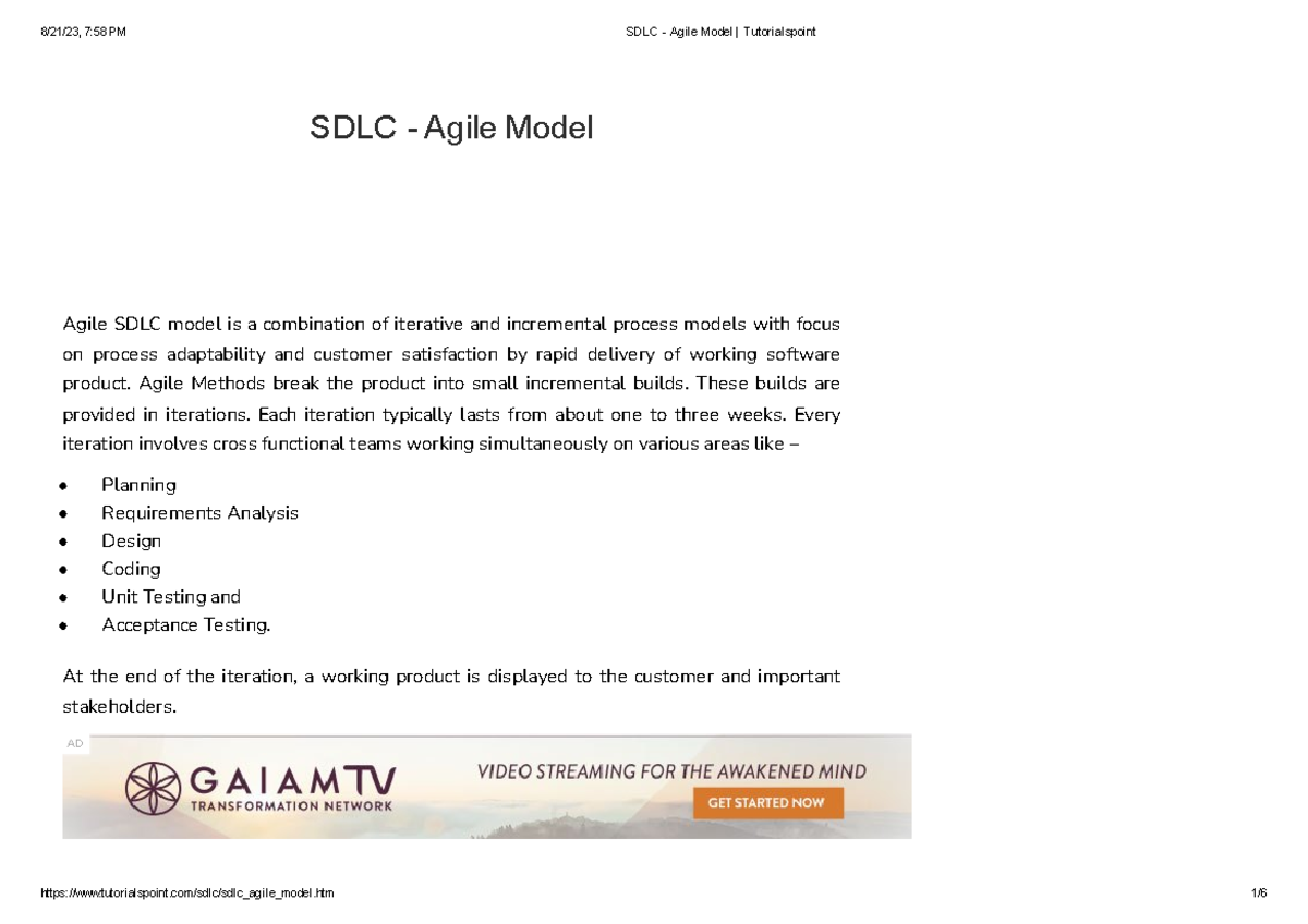 SDLC - Agile Model Tutorialspoint - SDLC - Agile Model Agile SDLC model ...
