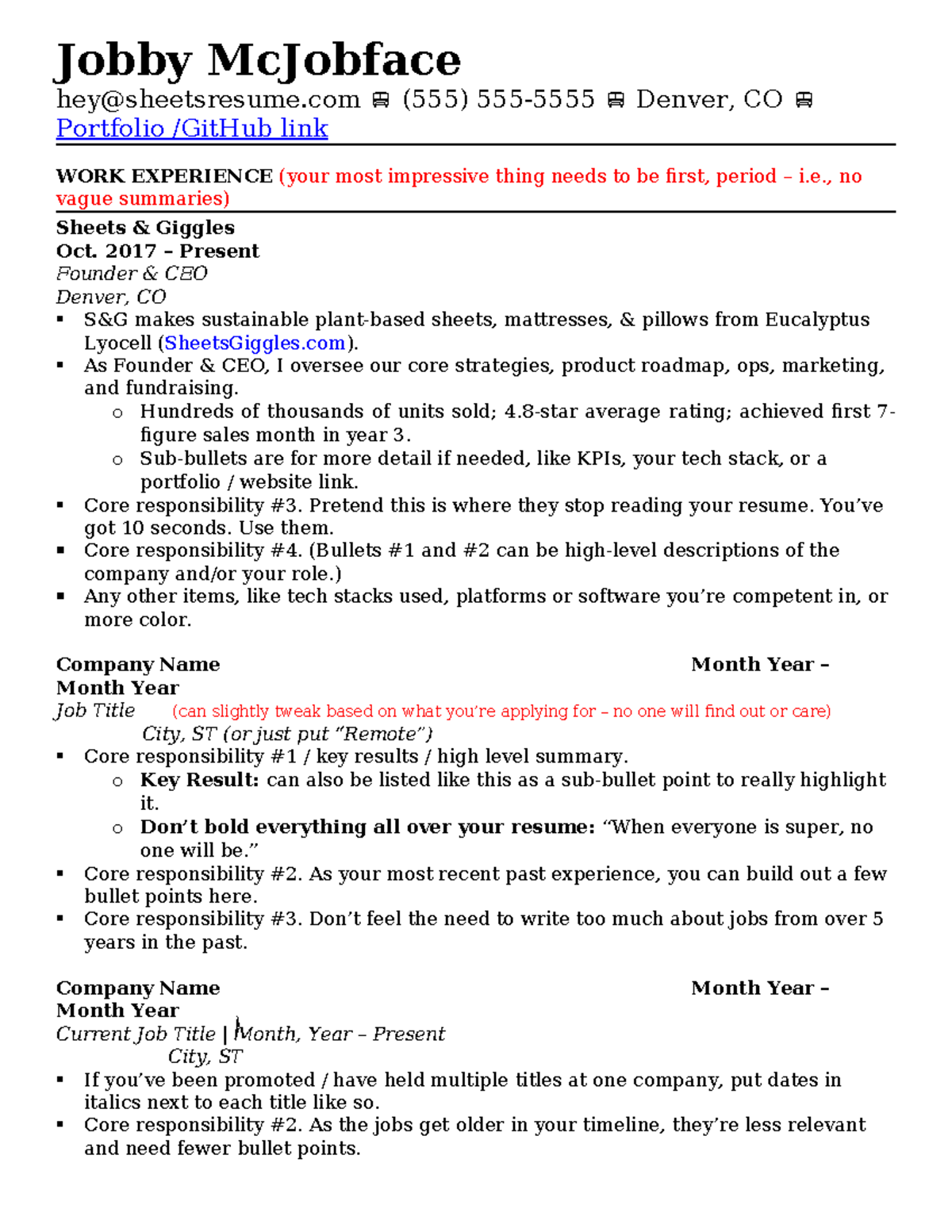 Resume Template Guide for First-time Jobseekers - Jobby McJobface hey ...