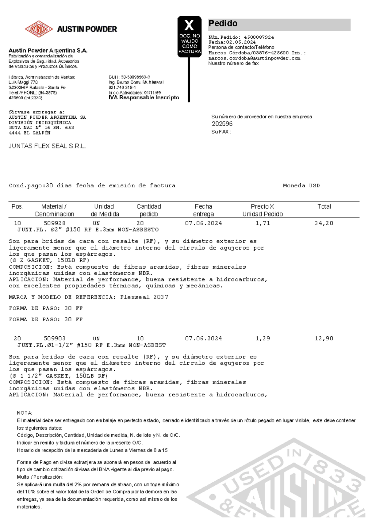 4500087924 - ASDASDAD - Forma de Pago en divisa extranjera se abonará ...