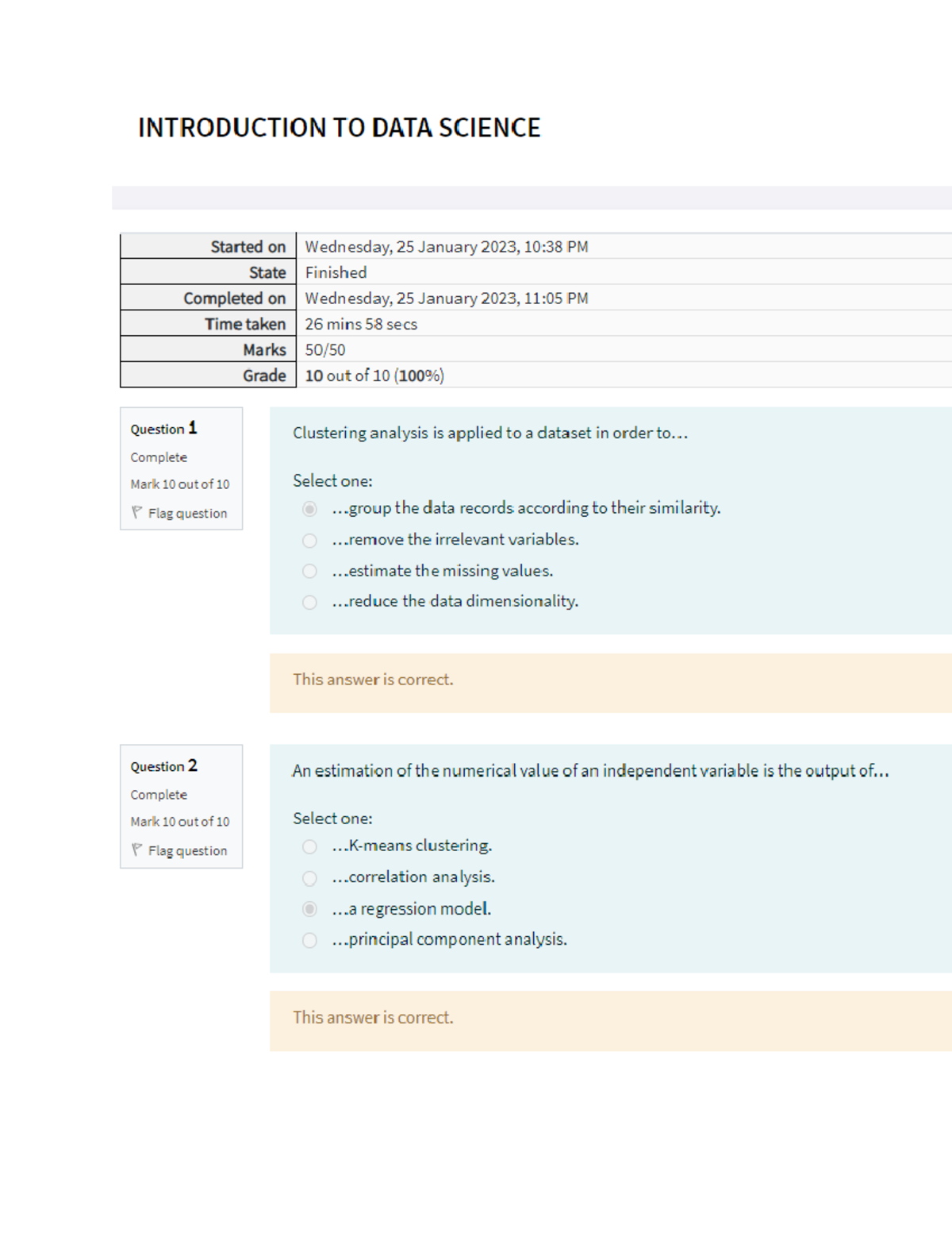 Introduction to Data Science DLBDSIDS01 Online Test Unit 05 - Studocu