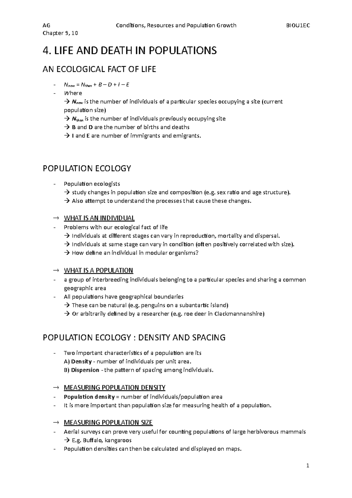 4. Life and Death - Lecture notes 4 - Stirling - Studocu