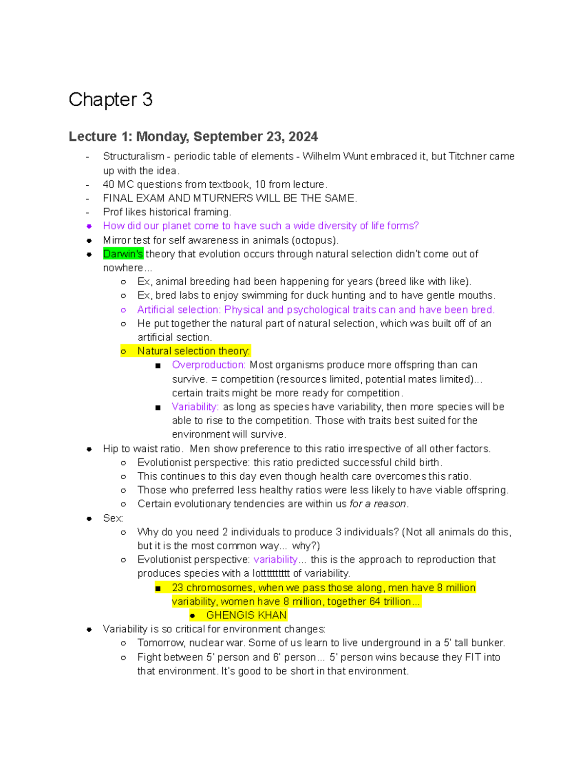 Textbook Chapter 3 and 4 - Chapter 3 Lecture 1: Monday, September 23 ...