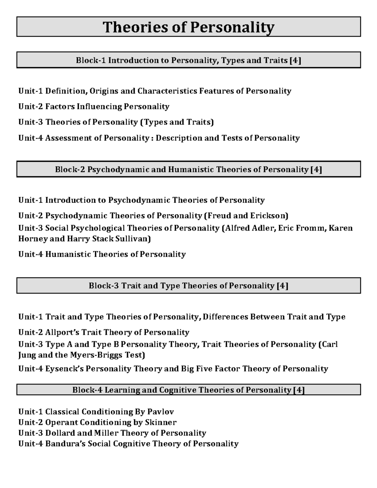 Theories of Personality by Rpsy. Romalo - Theories of Personality Block ...