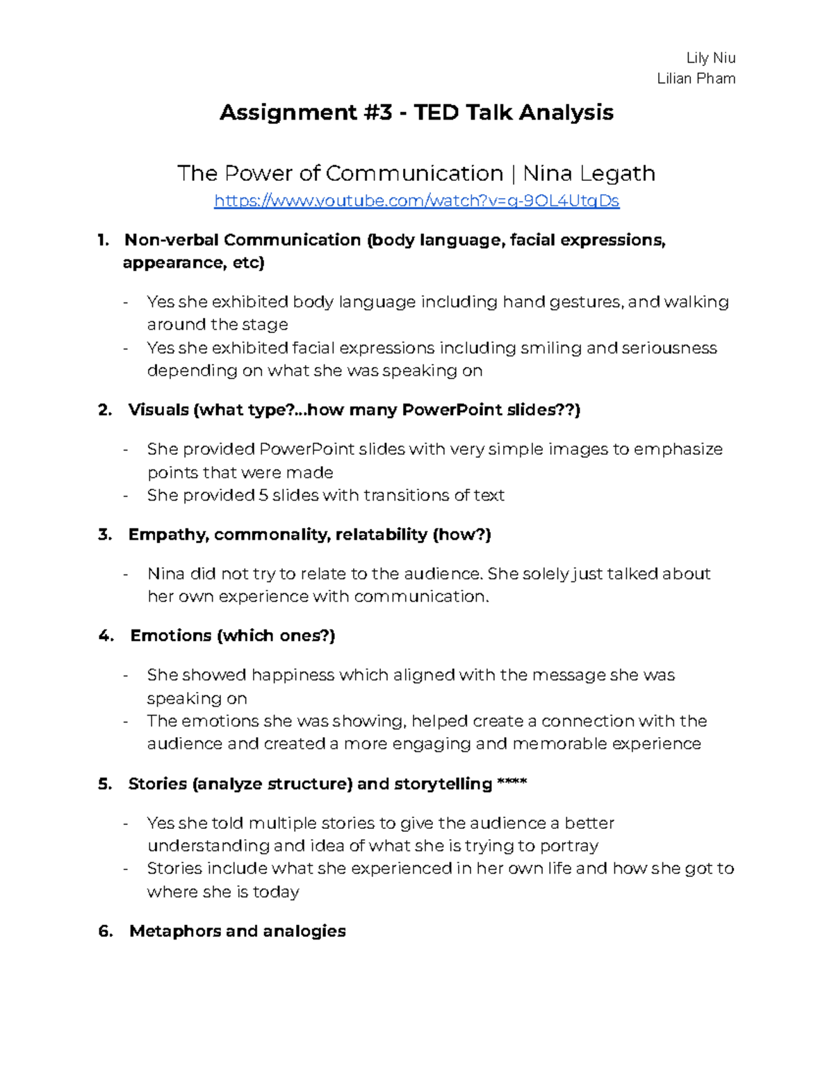 Assignment 3 Ted Talk Analysis Lilian Pham Assignment 3 Ted Talk Analysis The Power Of