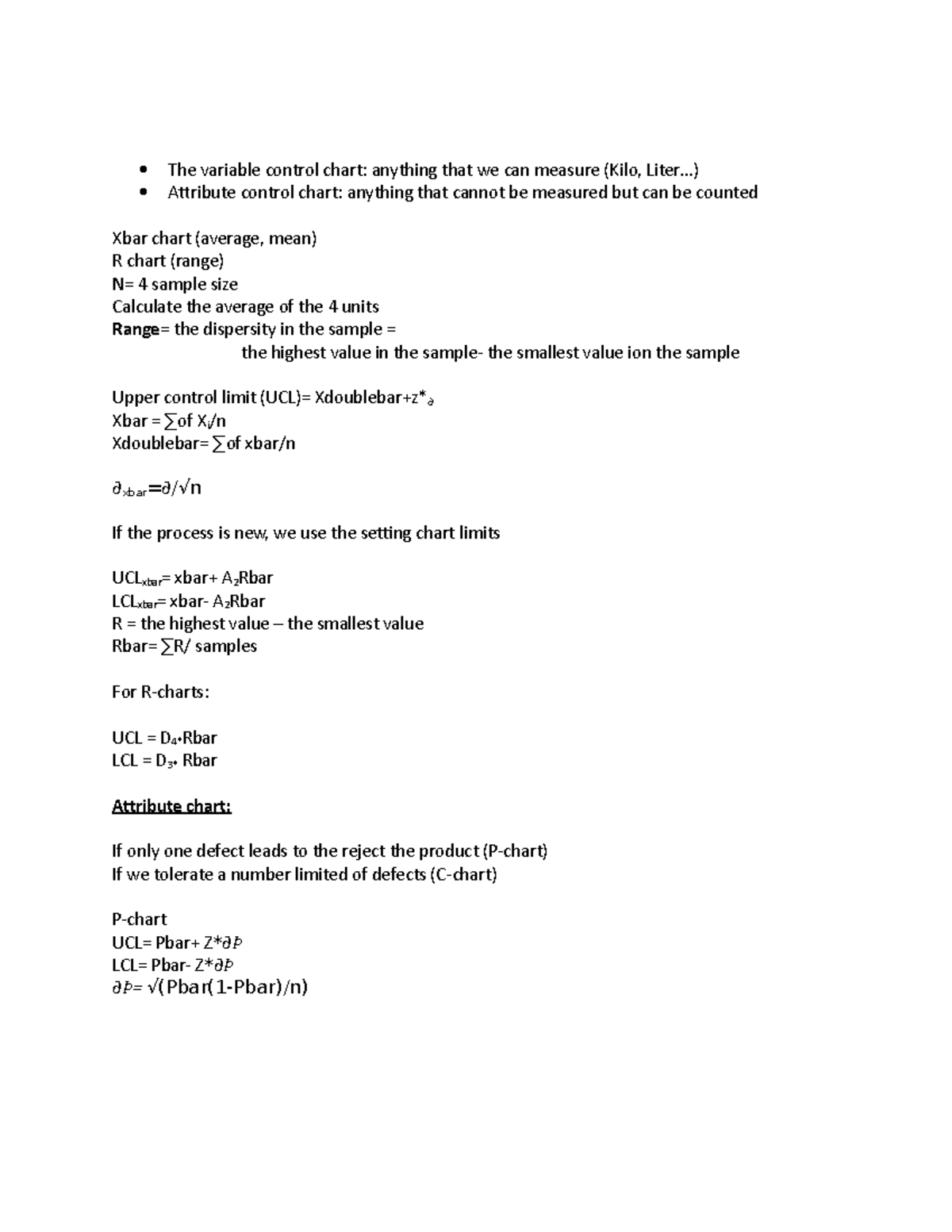 The variable control chart - ..) Attribute control chart: anything that ...