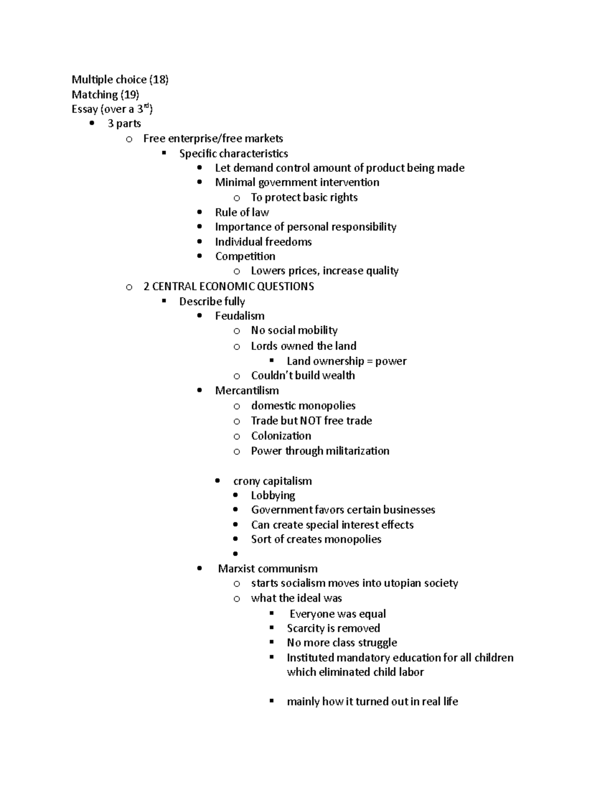 Economics Test #2 Review - Multiple choice (18) Matching (19) Essay ...
