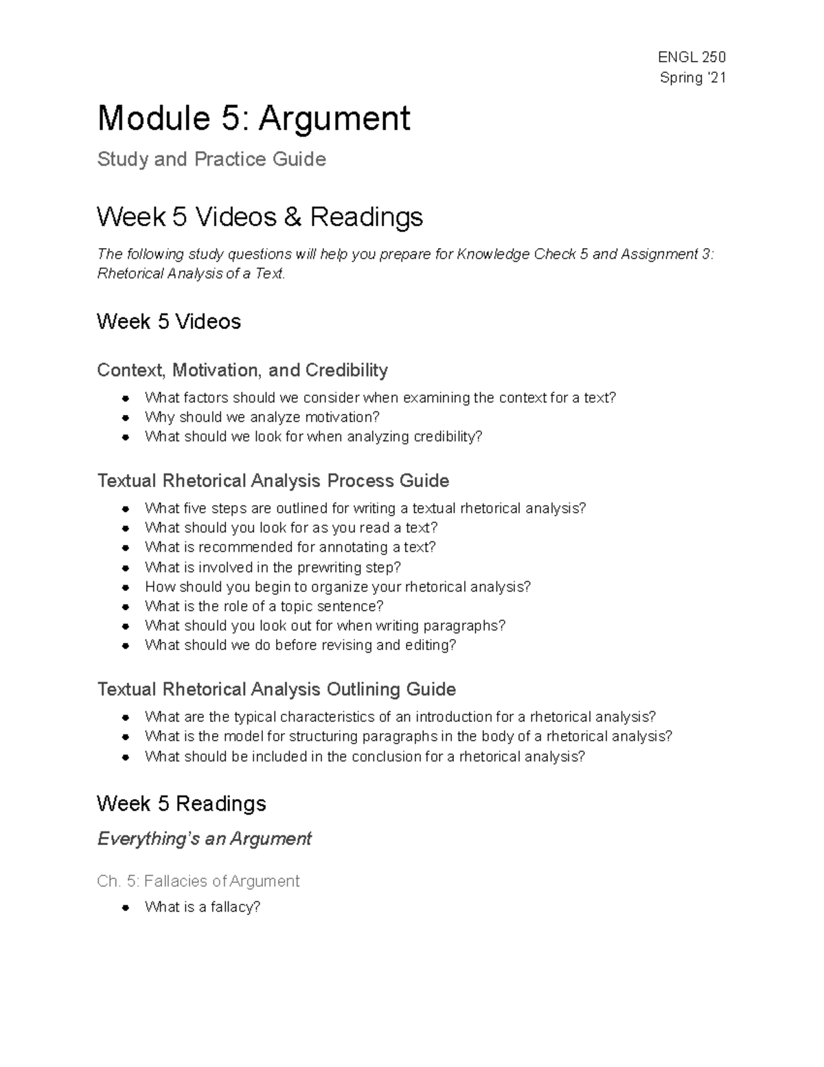 Module 5 Practice Guide - Spring ‘ Module 5: Argument Study and ...