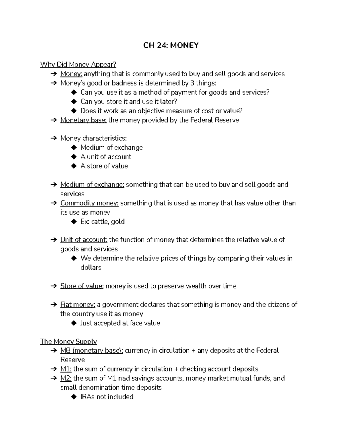 Chapter 24- Money - Principles of Macroeconomics - ECON 1010 - Vandy ...