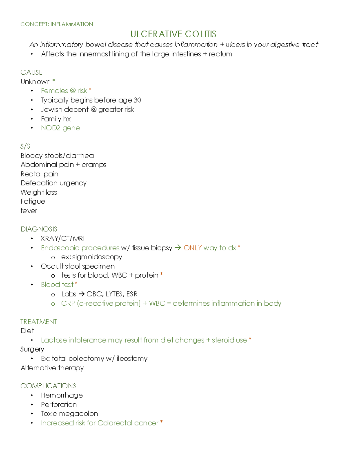 ulcerative colitis and crohns disease study guide - CONCEPT ...