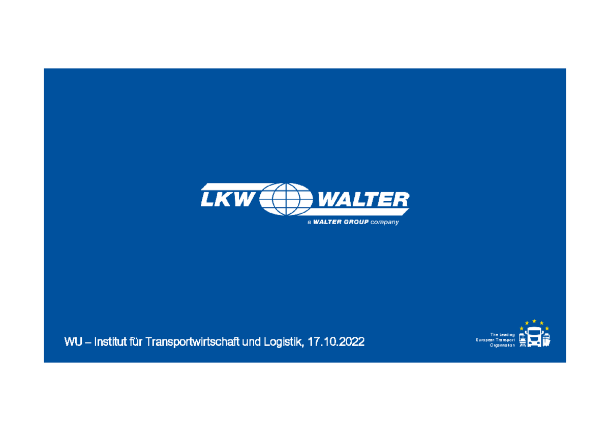 LKW Walter - The Leading European Transport Organisation WU – Institut ...
