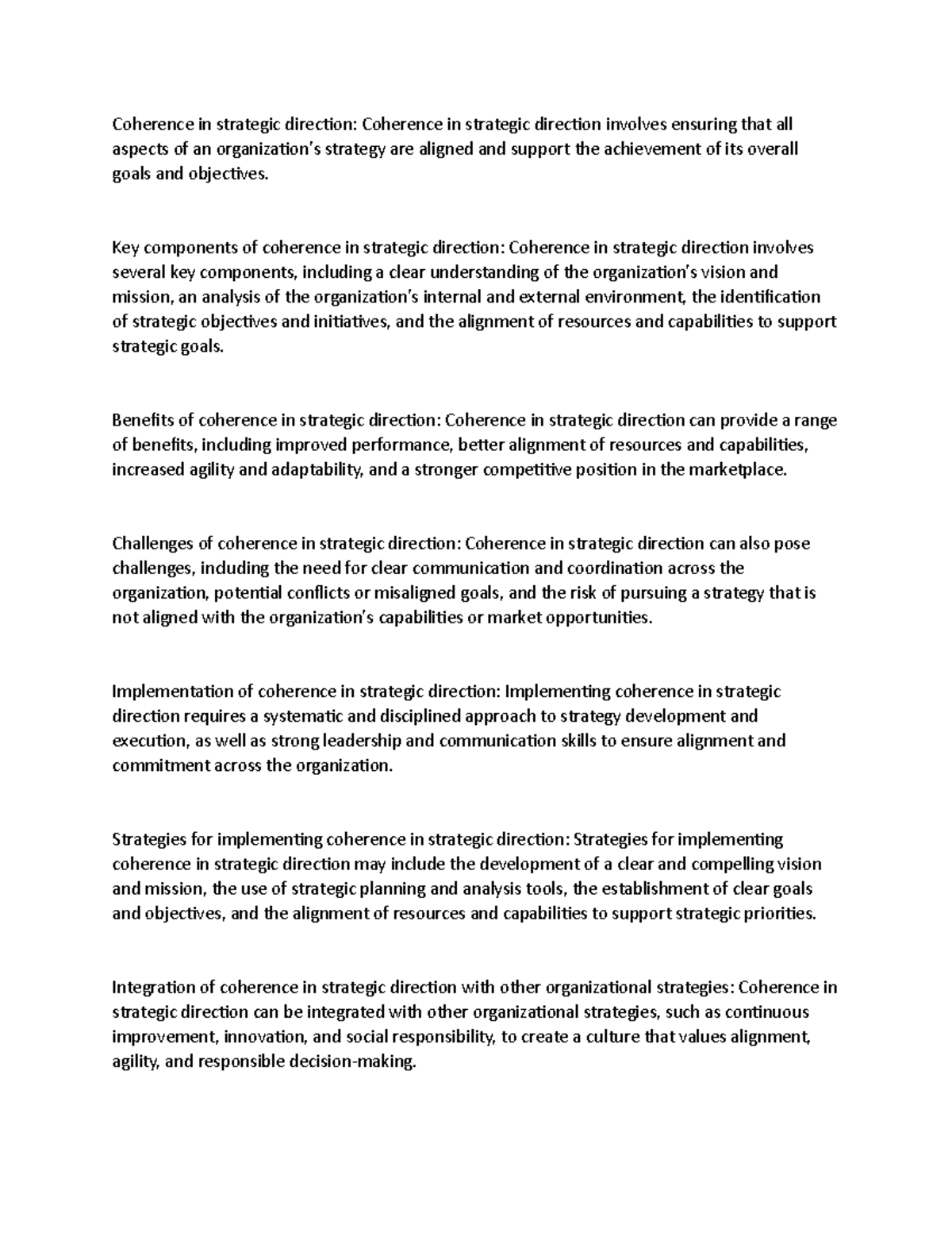 36 - Notes about Coherence in Strategic Direction and the Two Views of ...