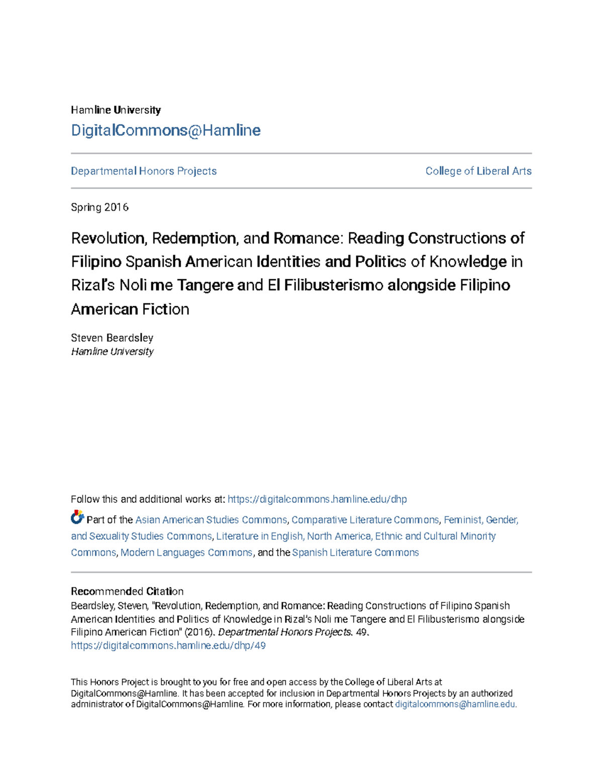 Revolution Redemption and Romance Reading Constructions of Fil ...