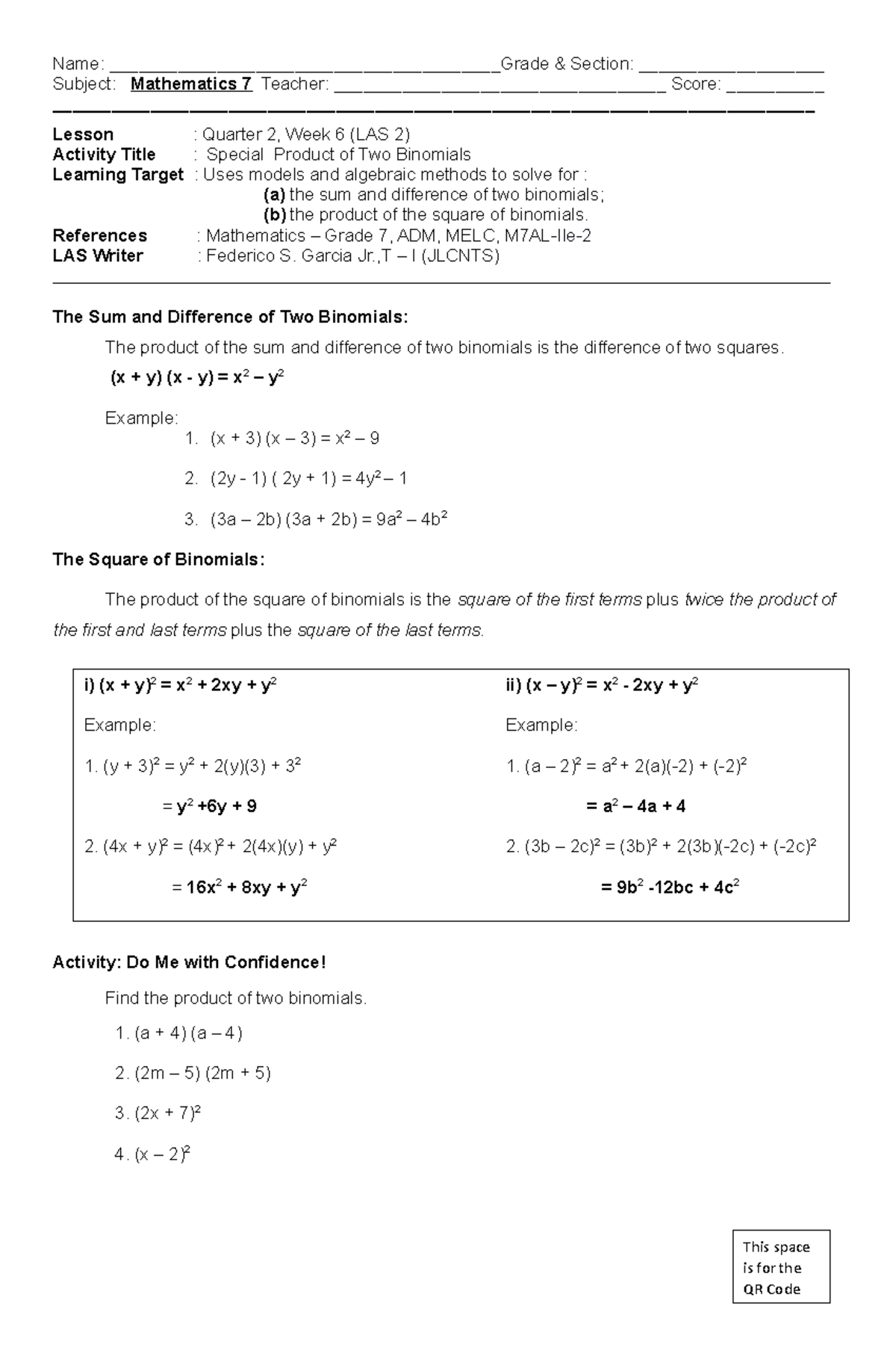 MATH7 Q2 WEEK6 LAS 2 Final - Name ...