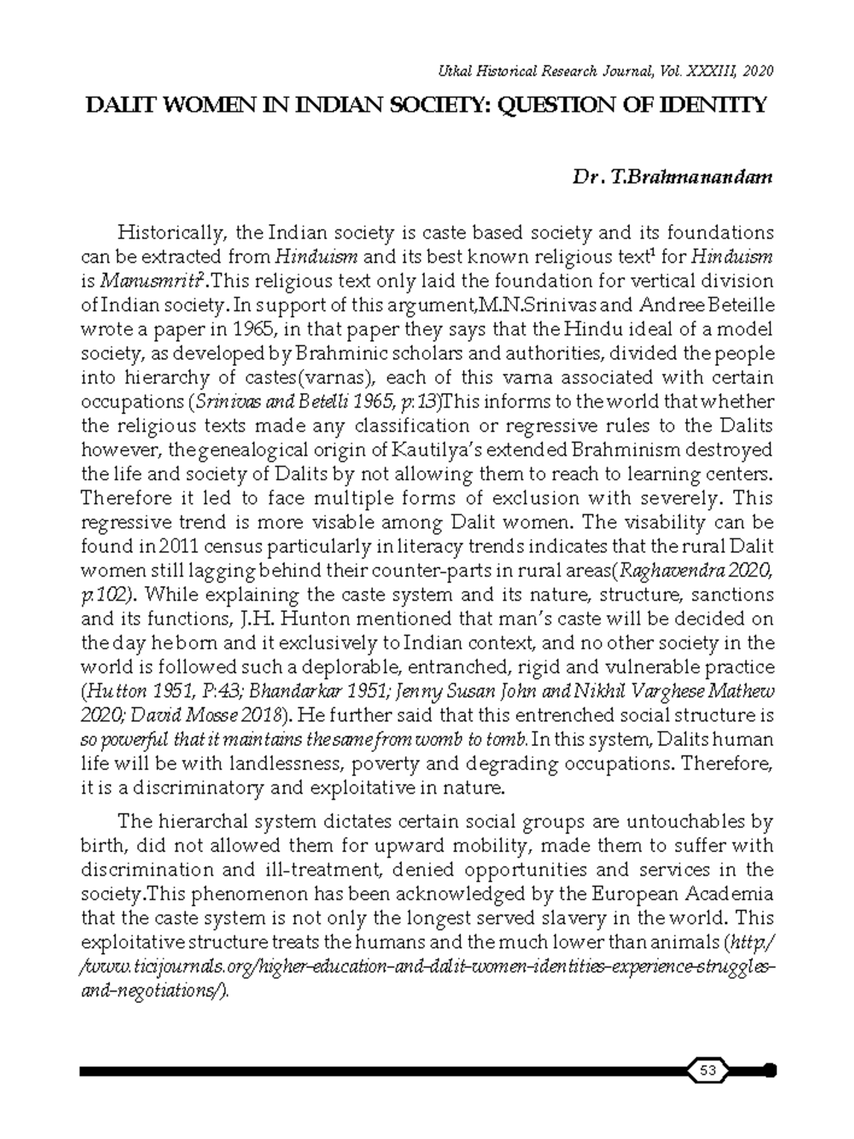 11. Dalit Women IN Indian Society Question OF Identity removed - 53 ...