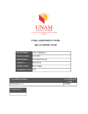 Research methodology 2 - ASSIGNMENT COVER 2023 ACADEMIC YEAR Course ...