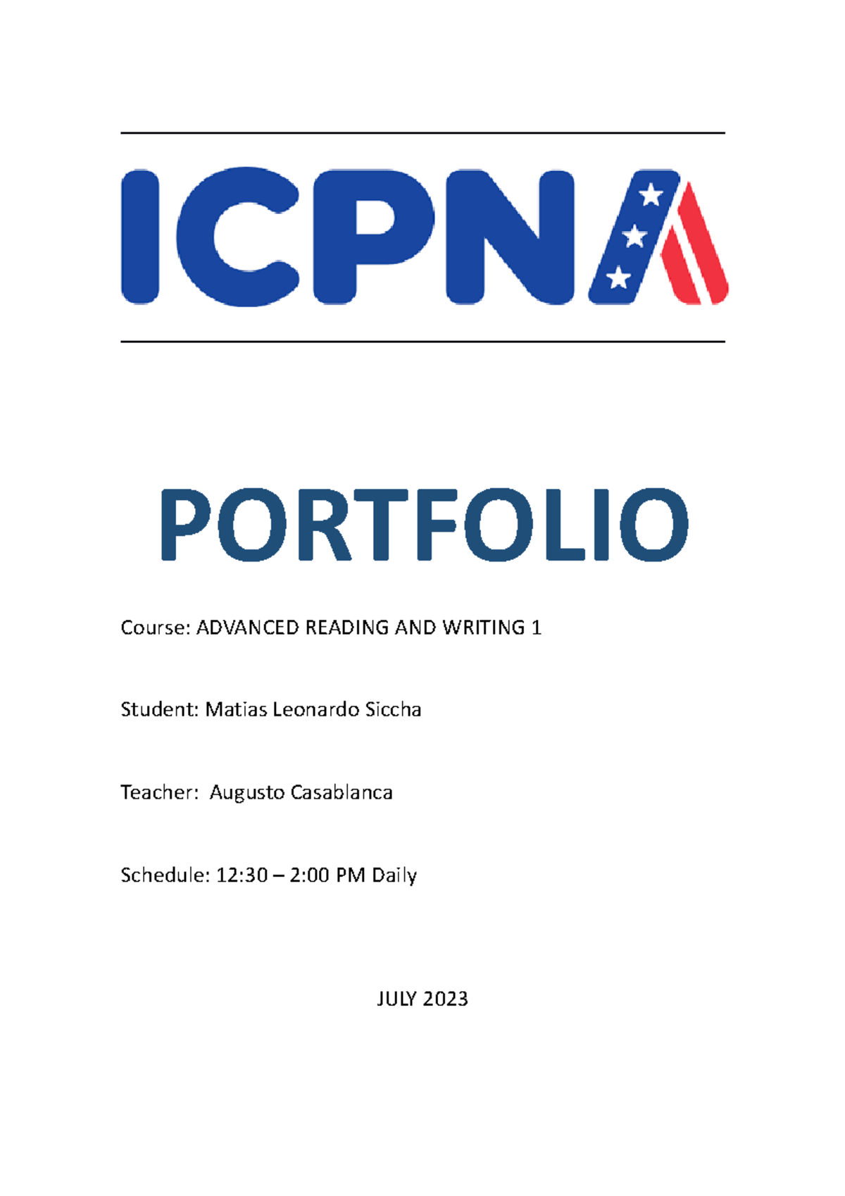 Portfolio ARW2 - PORTFOLIO Course: ADVANCED READING AND WRITING 1 ...