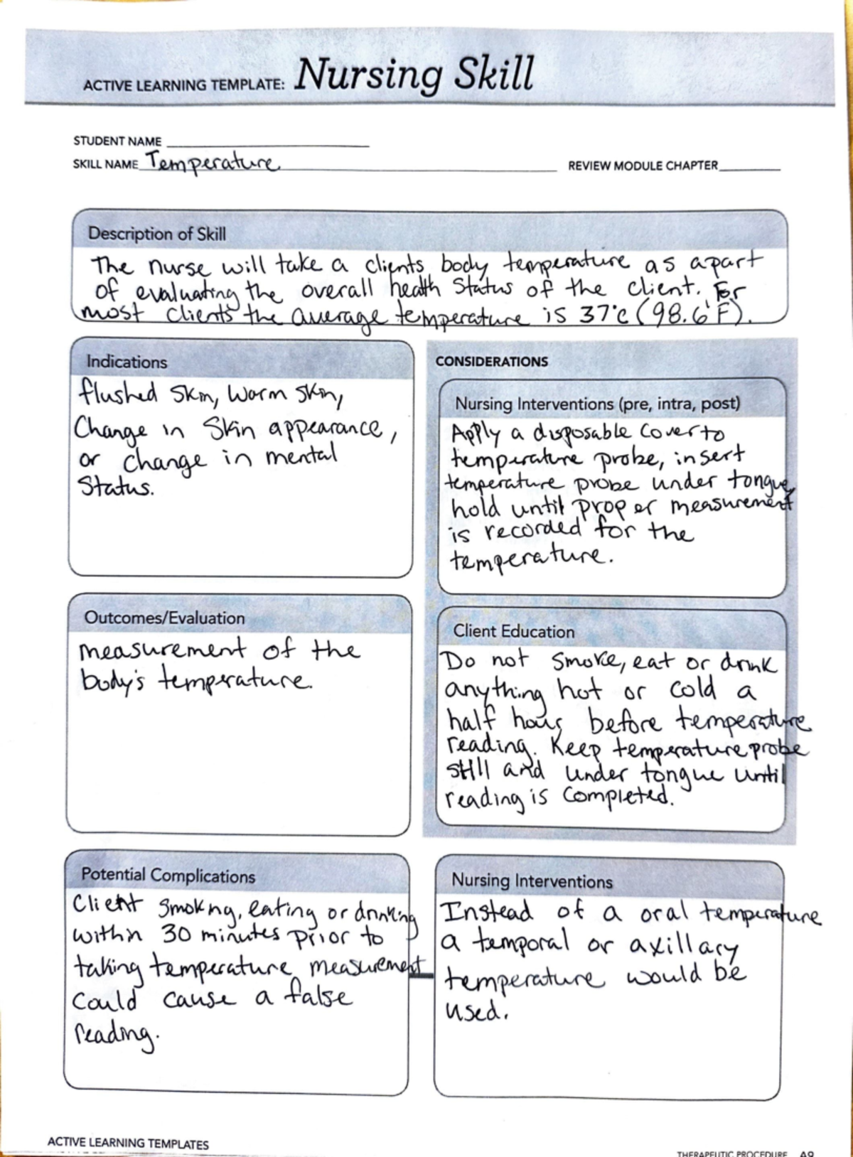 Vital Sign Templets - STUDENT NAME ______ _ SKILL NAME \ ~iy-tro..-\v ...