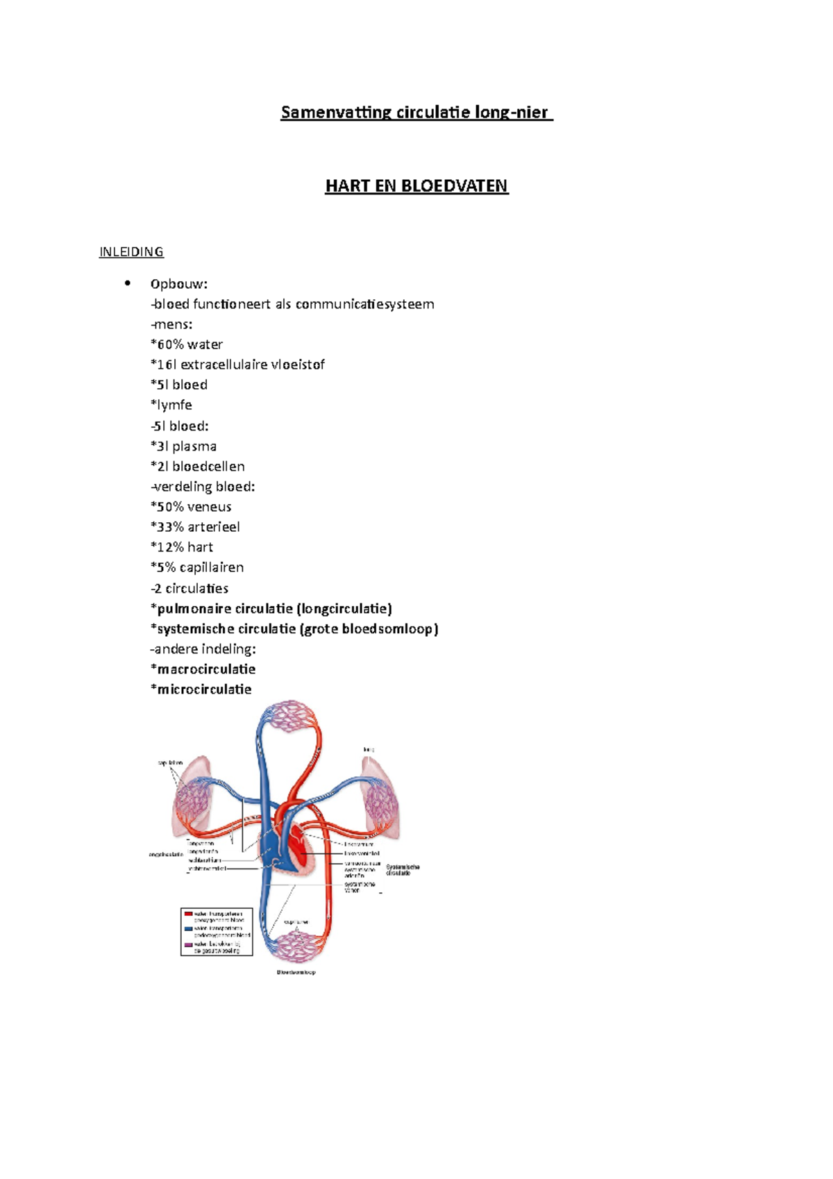 Samenvatting Circulatie-long-nier - Samenvatting circulatie HART EN ...