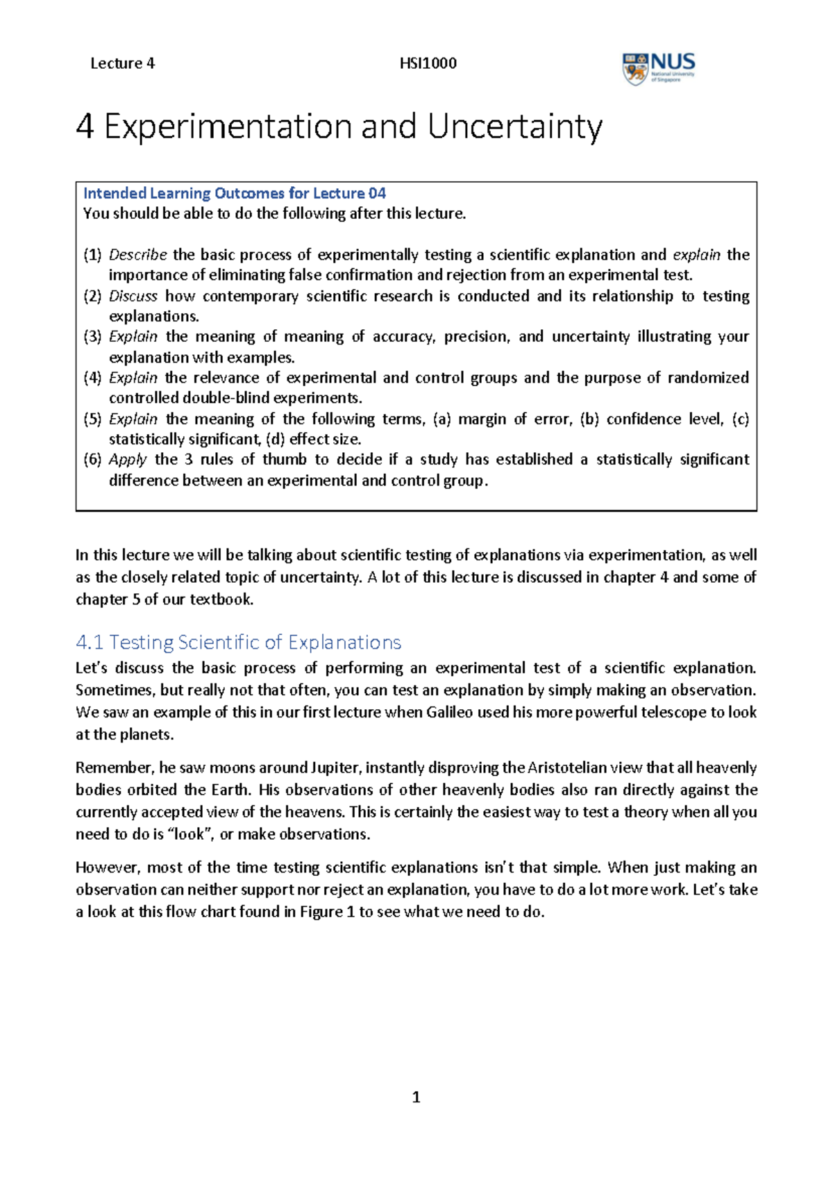 L04 lecture notes - 4 Experimentation and Uncertainty Intended Learning ...