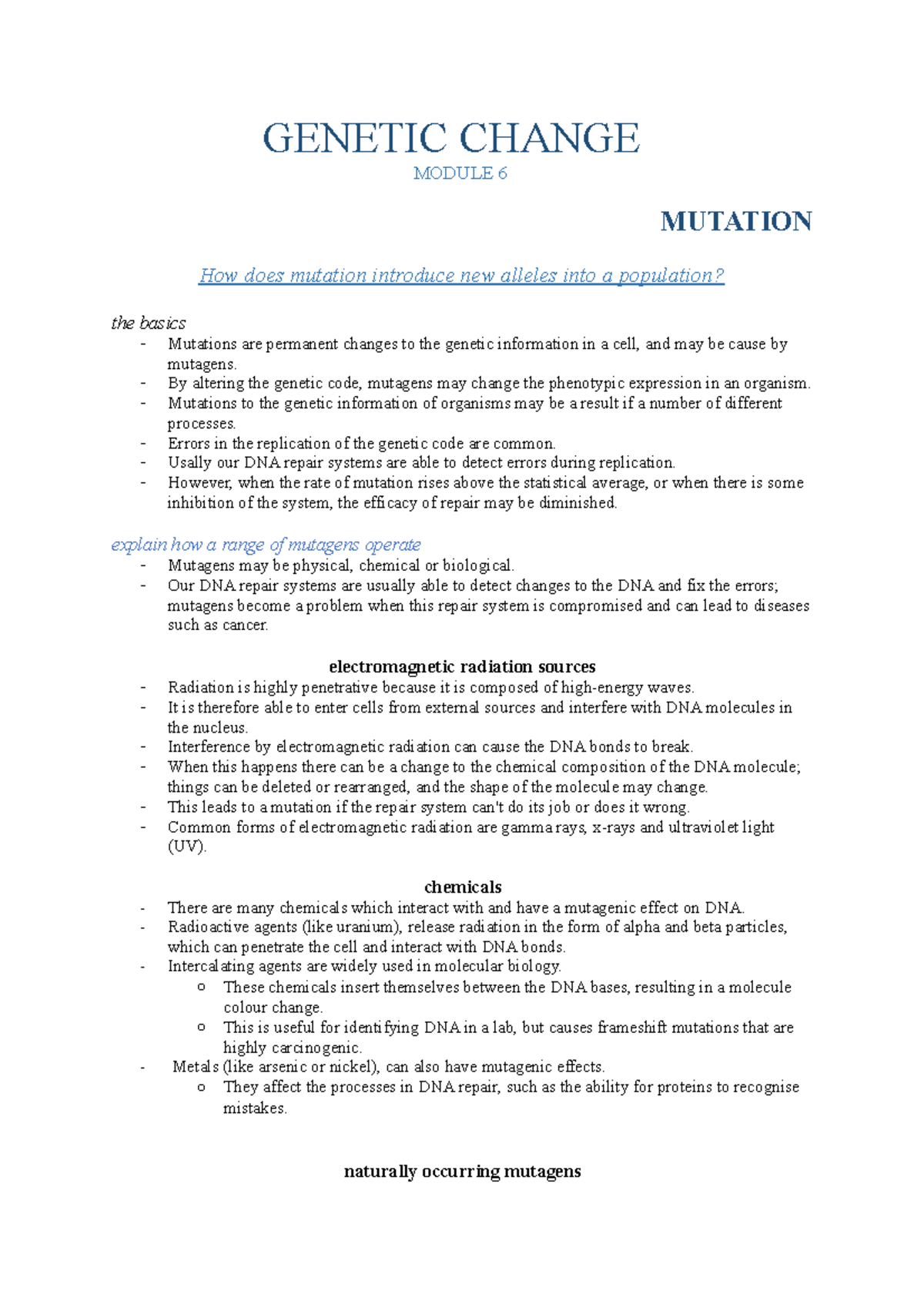 Biology - MOD 6 - notes useful for studying when exams come up ...