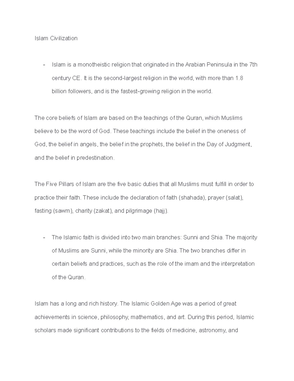 History - Islam Civilization - Islam is a monotheistic religion that ...