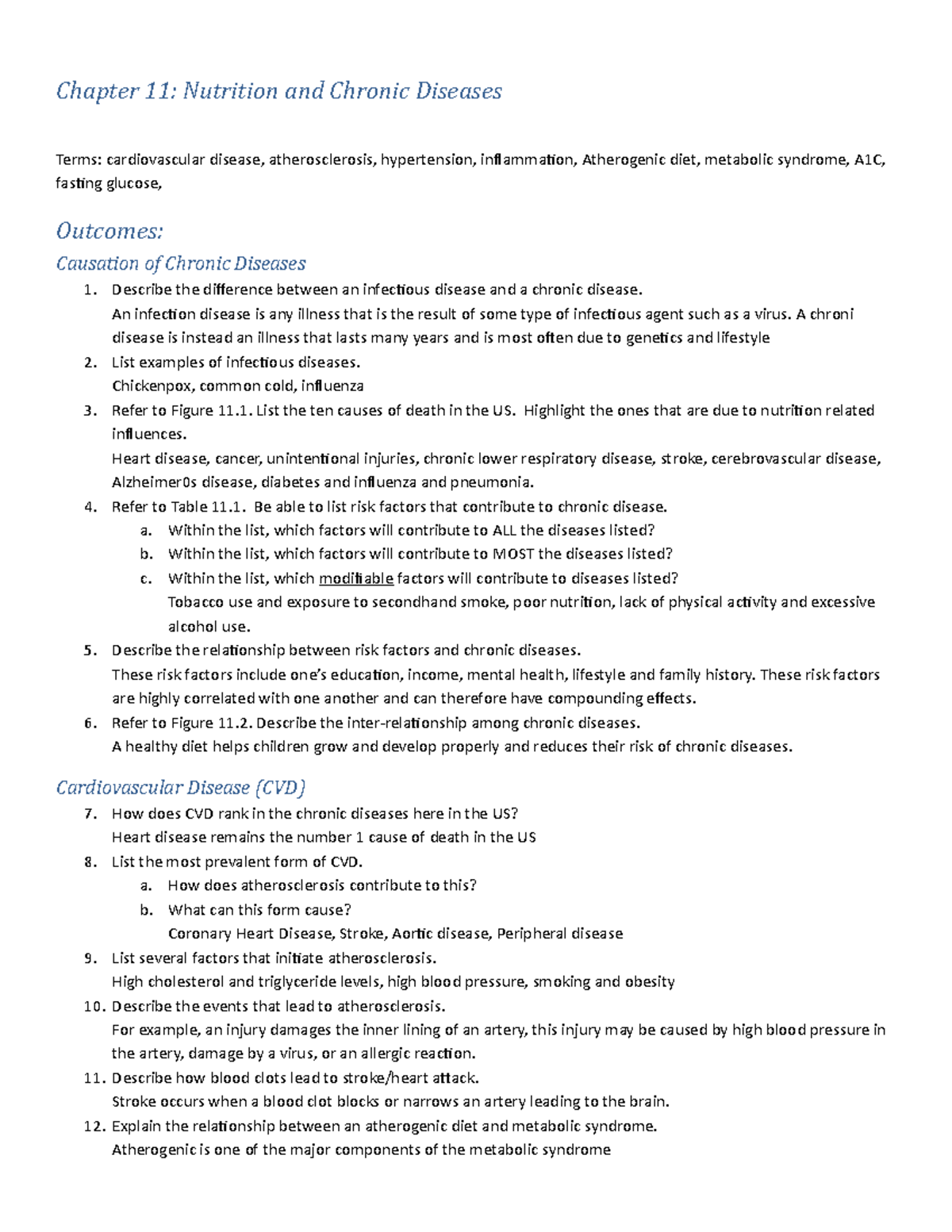 Chapter 11 12 outline - Chapter 11: Nutrition and Chronic Diseases ...