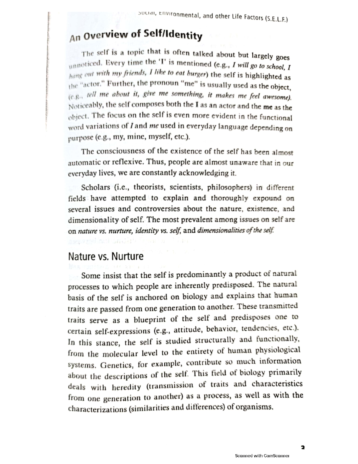 Introduction to Understanding the Self - AB PSYCHOLOGY - Studocu