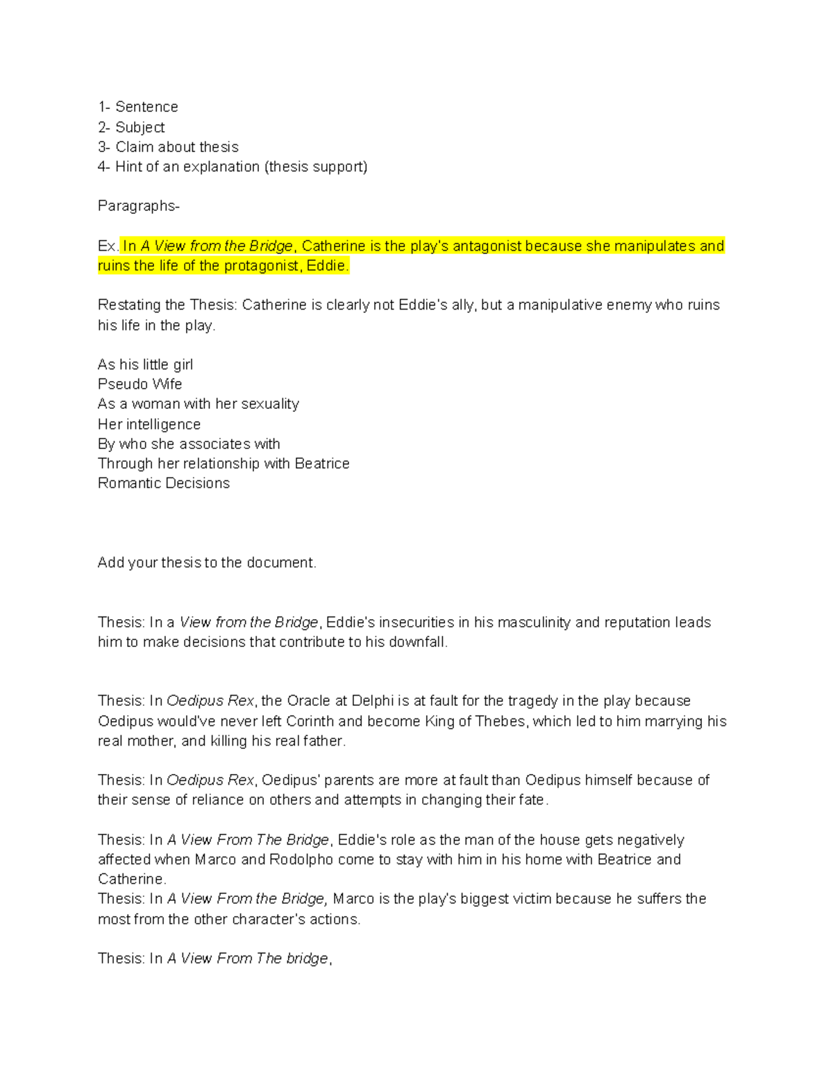 Shared Document 10 3 1100C - 1- Sentence 2- Subject 3- Claim about ...