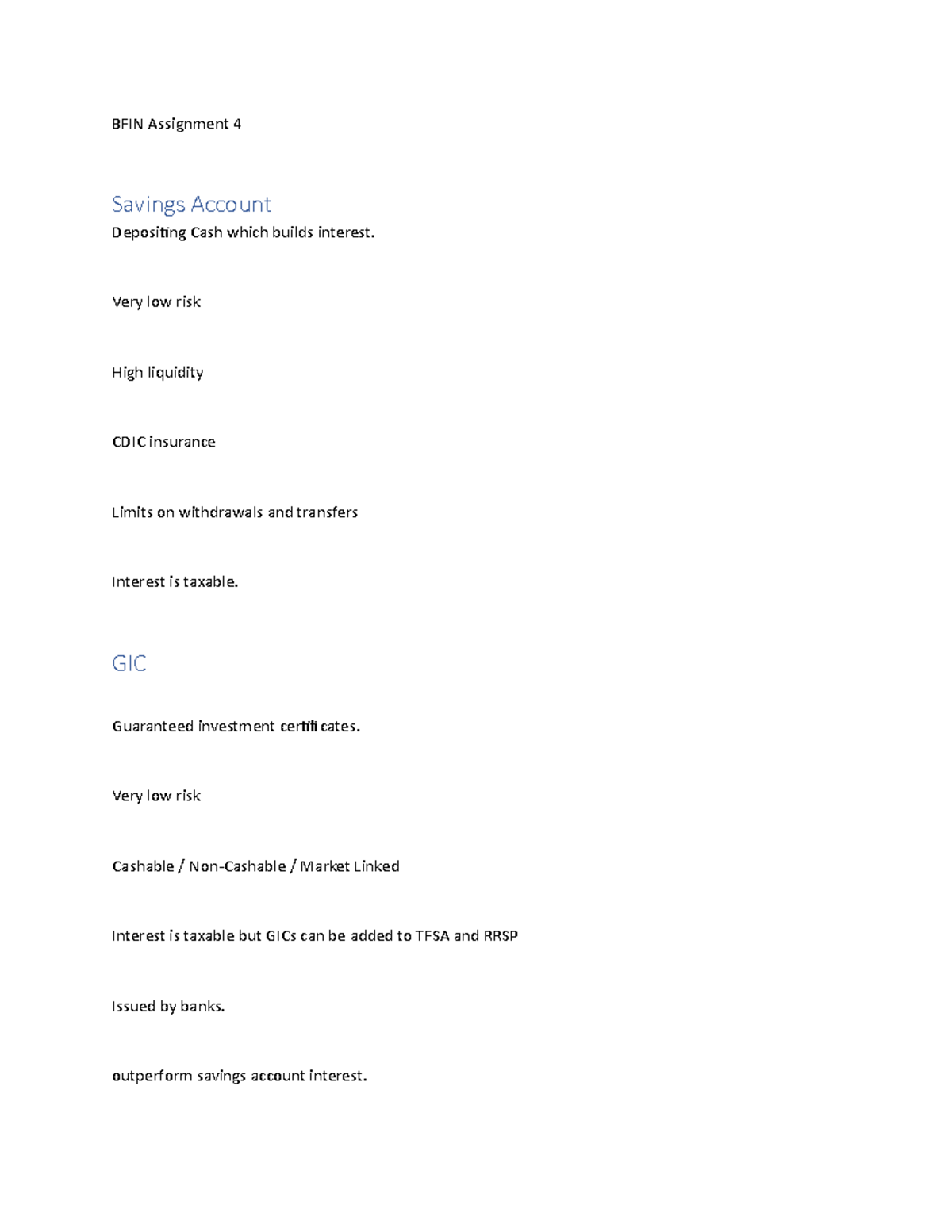 Assignment 4 BFIN 1225 - BFIN Assignment 4 Savings Account Depositing ...