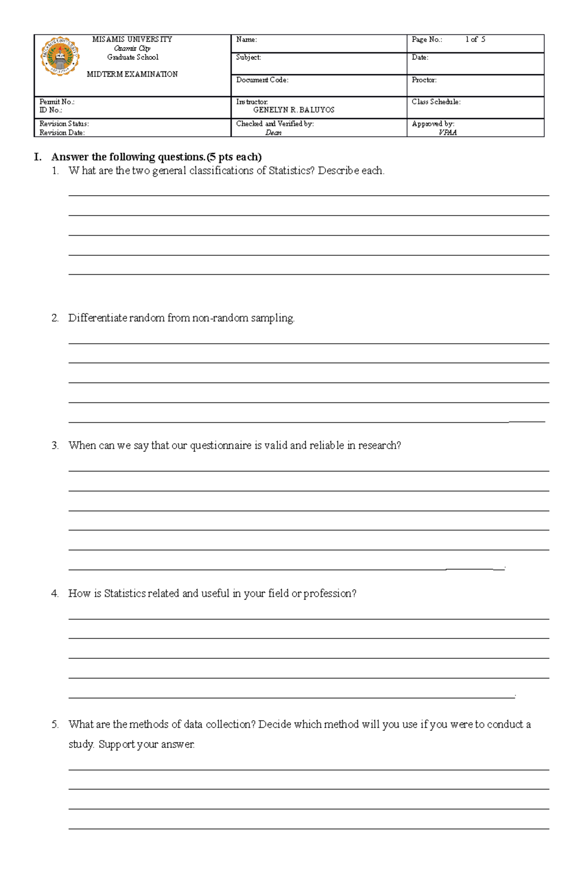 Midterm-STAT - This will help dealing with different statistical ...