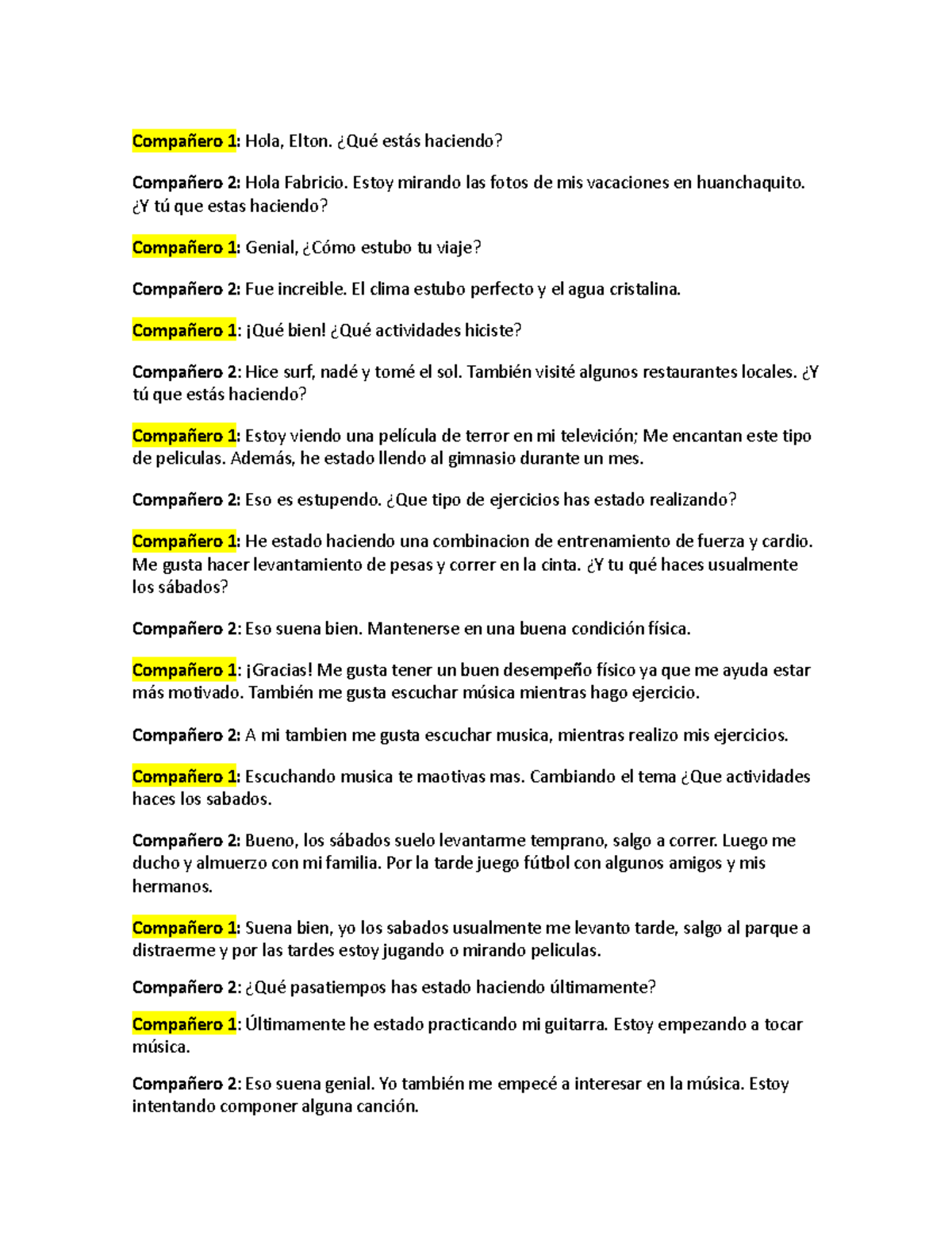 Dialogo semana 5 - SDDDFDFAFAD - Compañero 1: Hola, Elton. ¿Qué estás ...