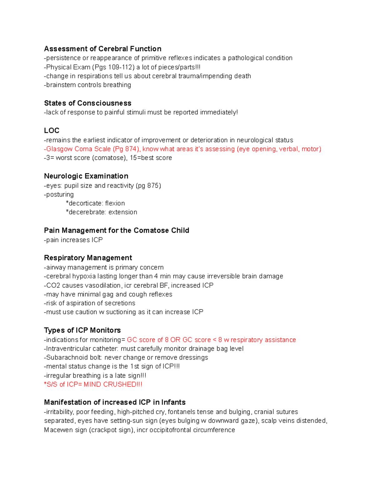 Ch. 27 - Cerebral - Pediatric lecture notes - Assessment of Cerebral ...