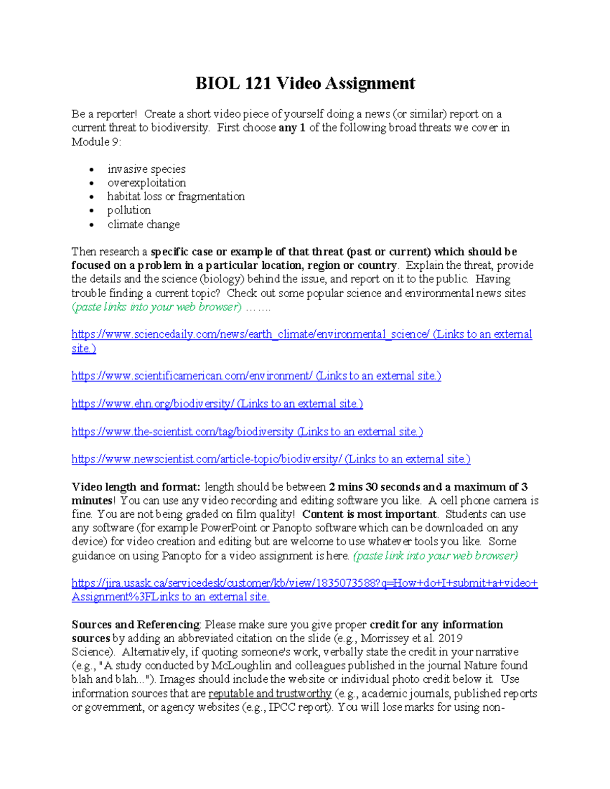 BIOL 121 Video Assignment 2022W - BIOL 121 Video Assignment Be a ...