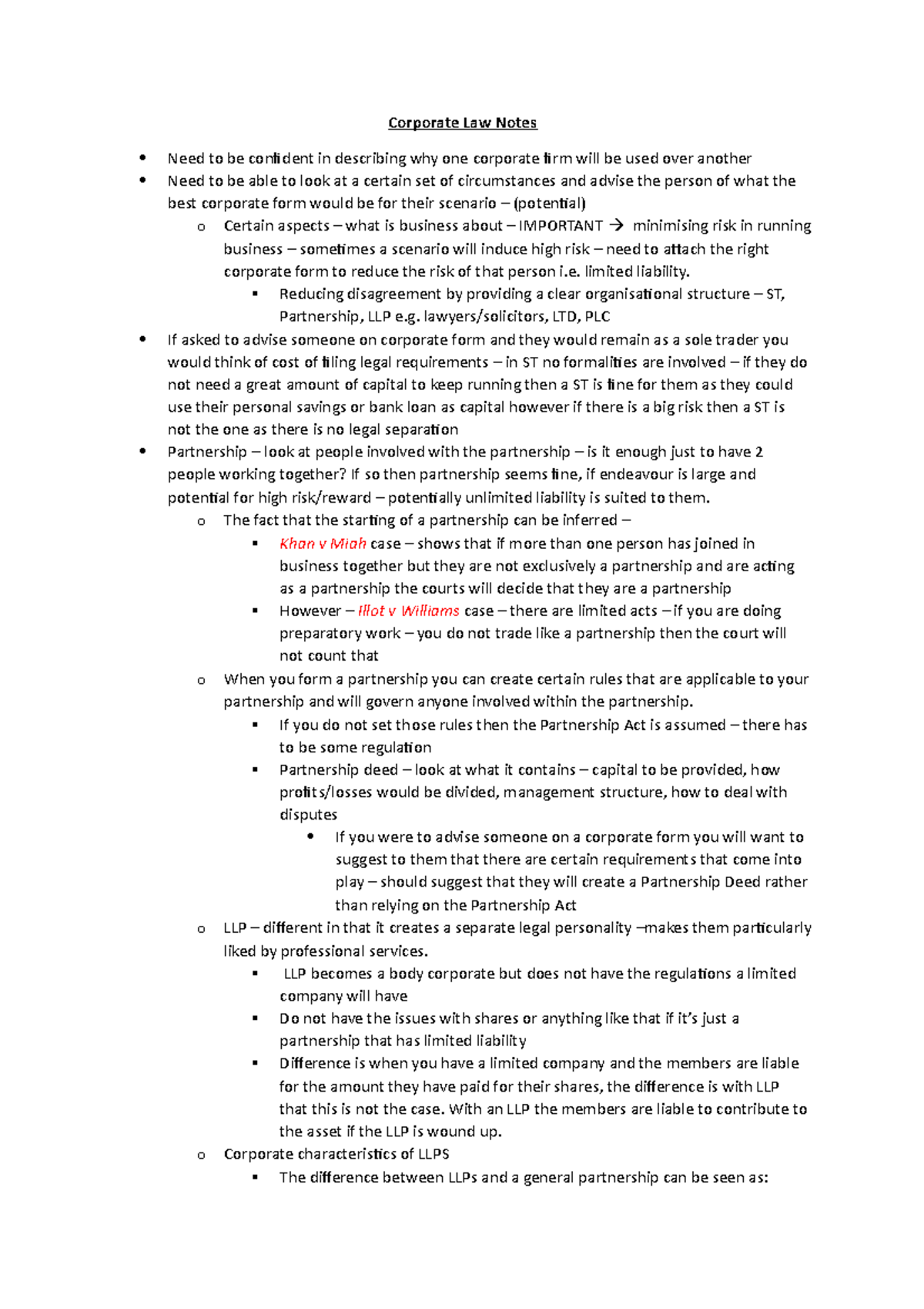 Corporate law notes - Corporate Law Notes Need to be confident in ...