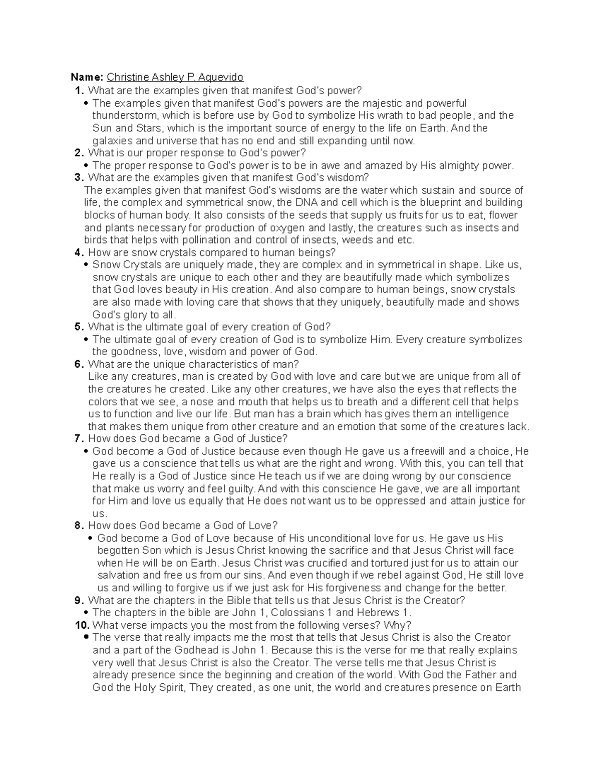 L6-What is God like - What is God like - Name: Christine Ashley P ...