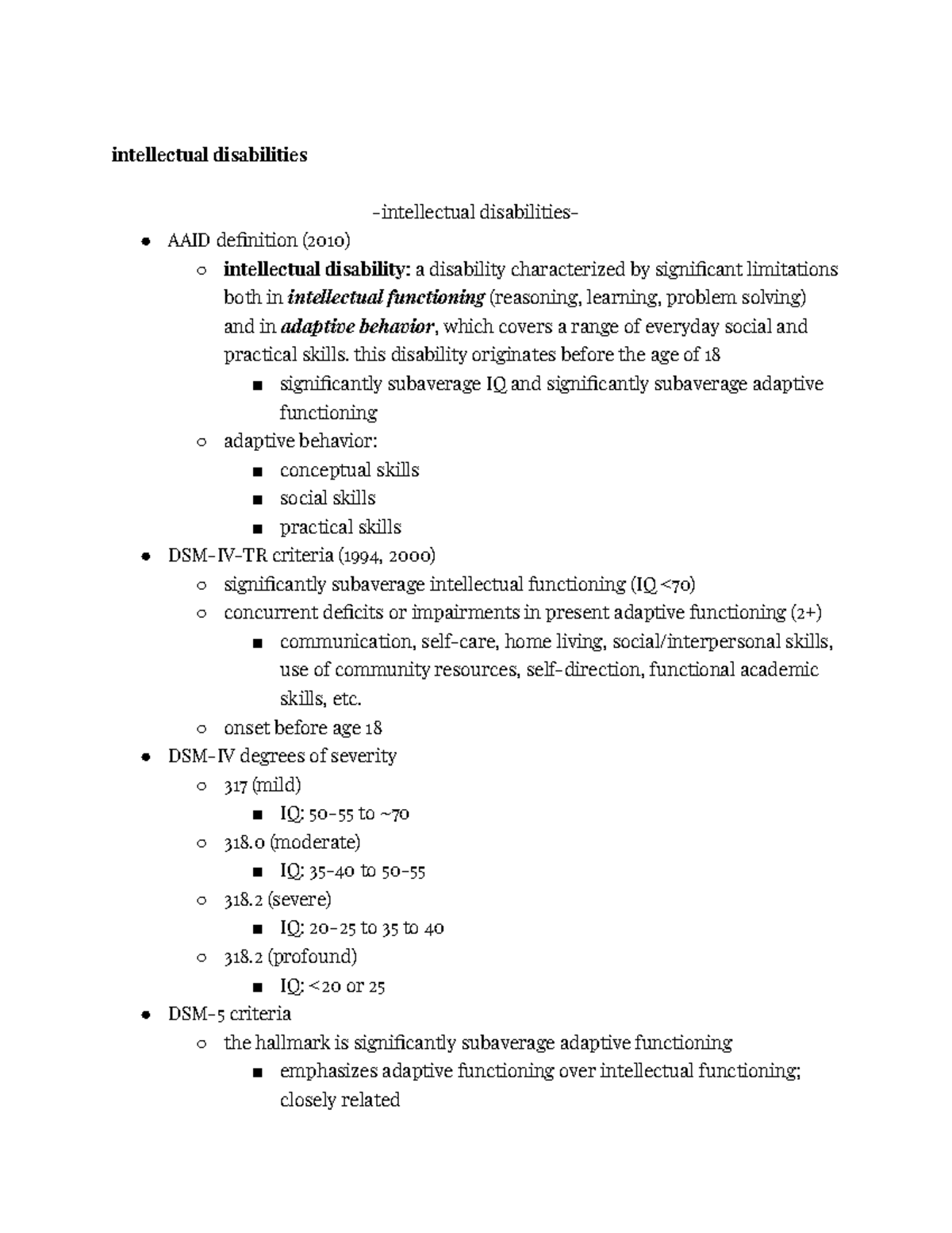PSY 374- intellectual disabilities - intellectual disabilities ...