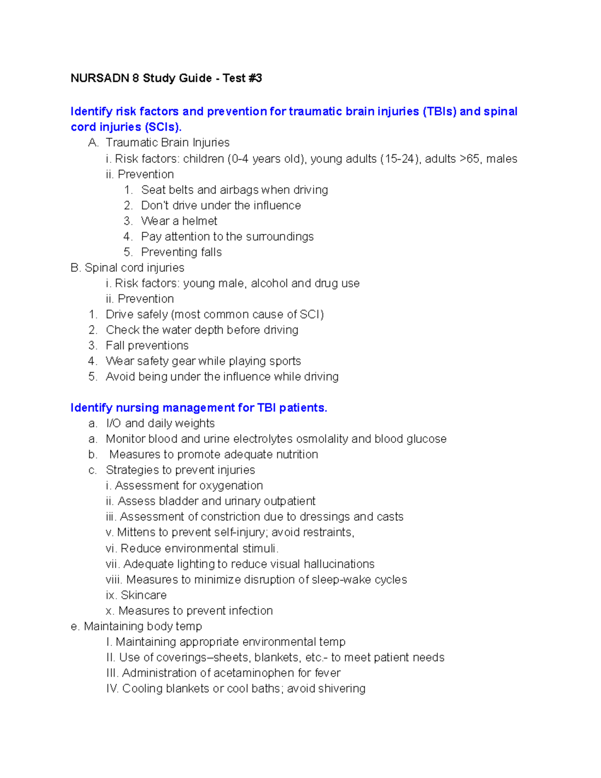 Nursadn 8 Study Guide - Test #3 - NURSADN 8 Study Guide - Test Identify ...