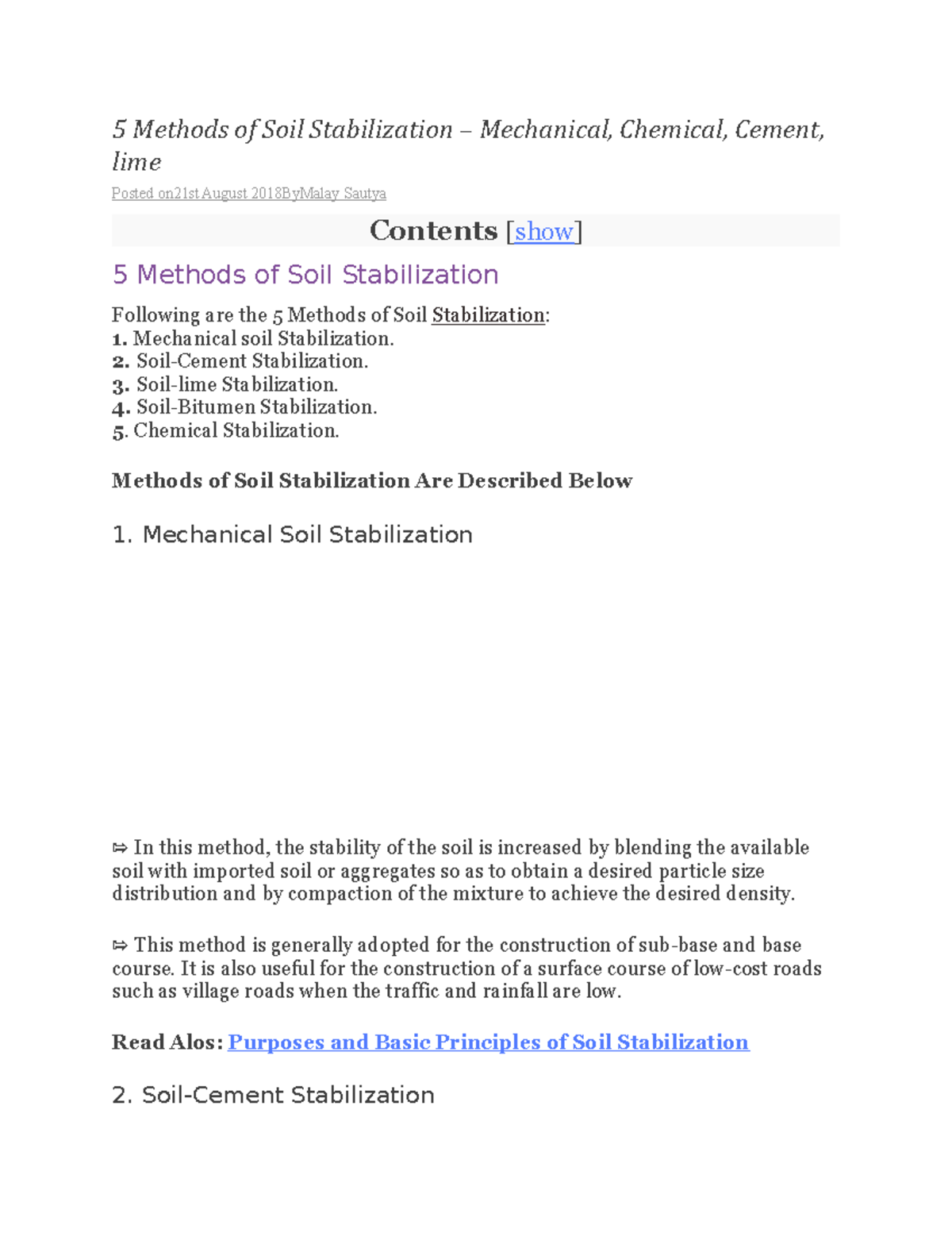 Methods of Soil Stabilization - Mechanical soil Stabilization. 2. Soil ...