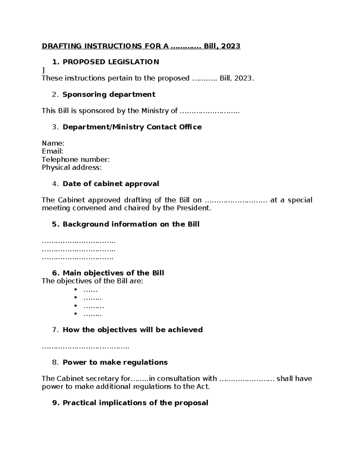 Drafting Instructions outline - DRAFTING INSTRUCTIONS FOR A ...